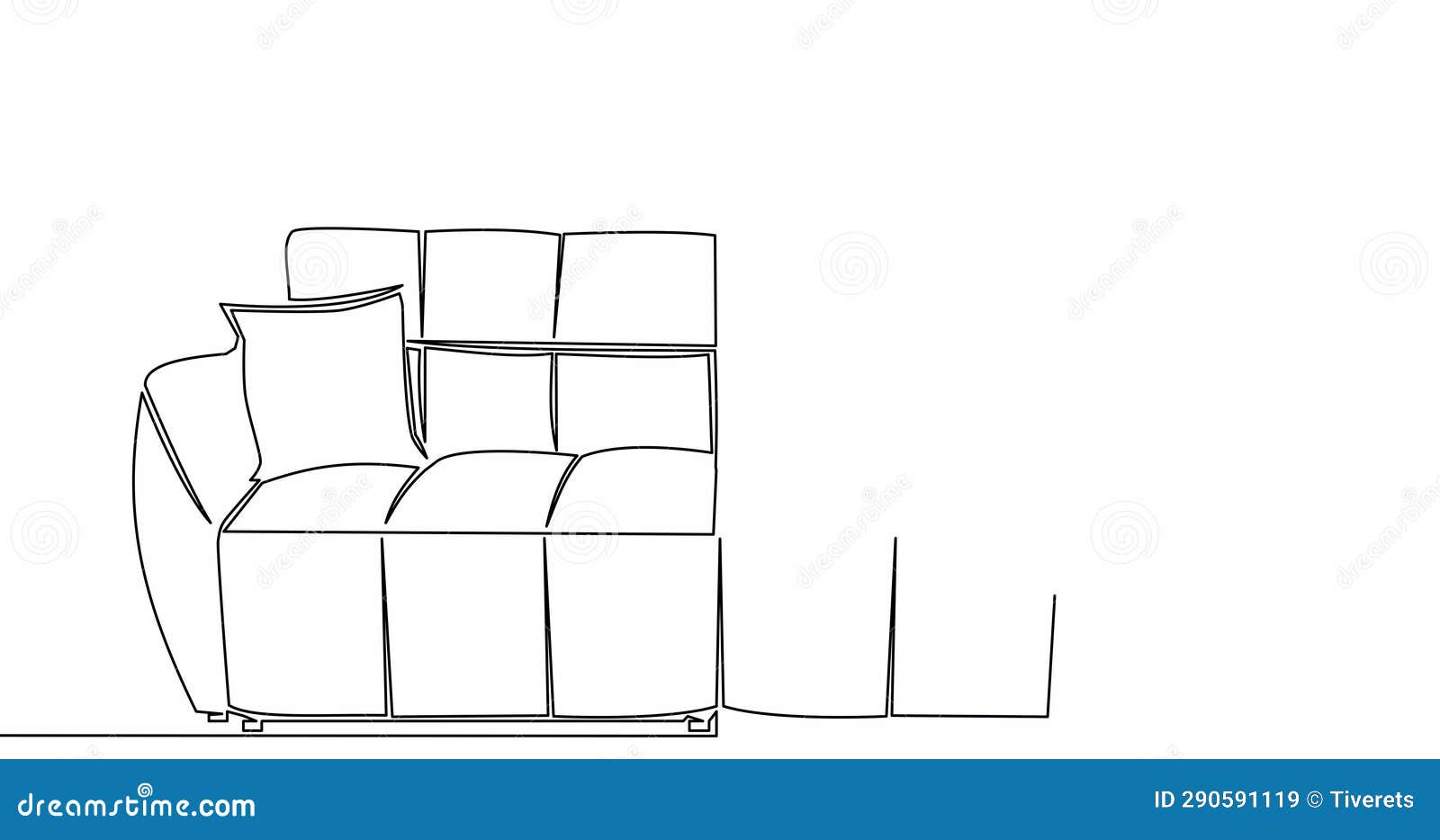 Self Drawing Line Animation Sofa with Two Pillows Continuous Line Drawn ...