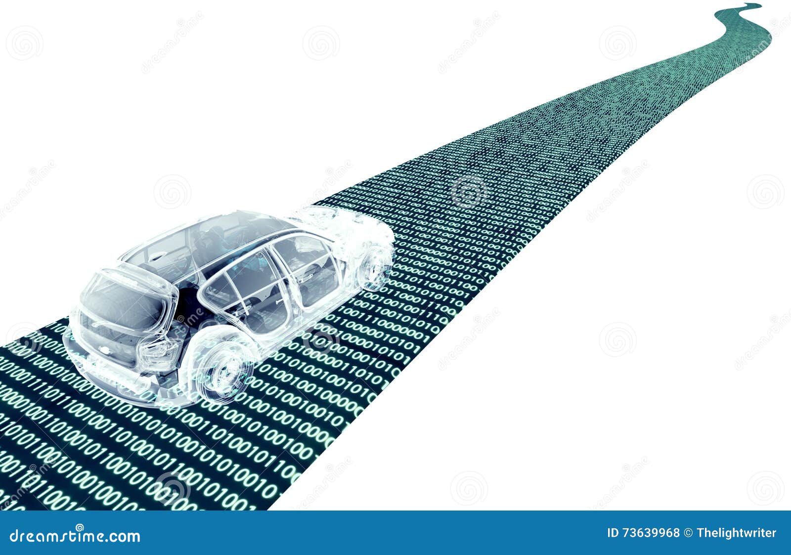 Self Driveing Electronic Computer Car on Road Stock Illustration ...