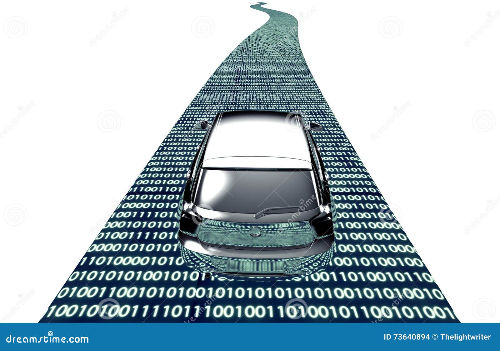 Self Driveing Electronic Computer Car on Road Stock Illustration ...