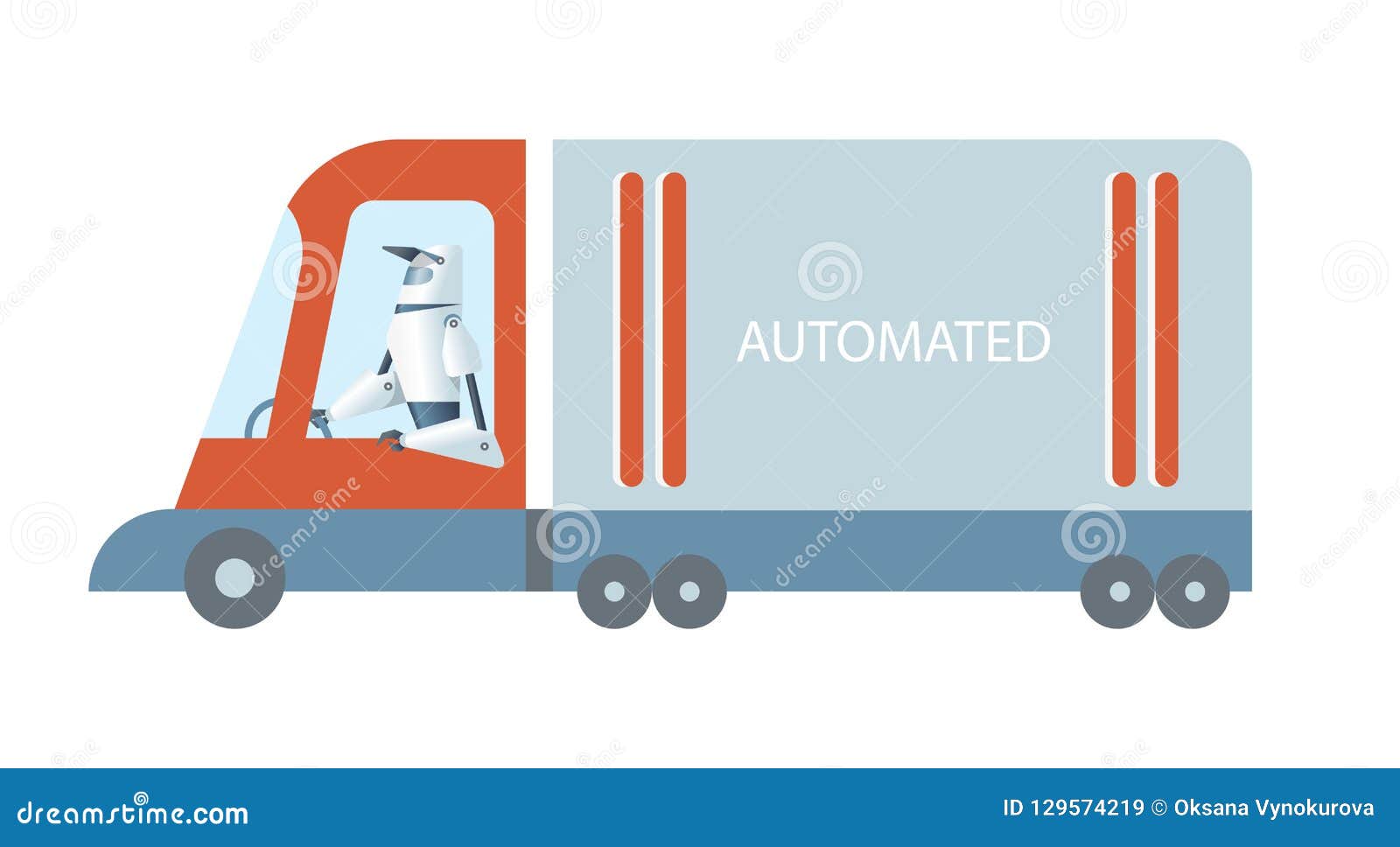Self Driving Autonomous Truck Drived by Robot Stock Vector ...