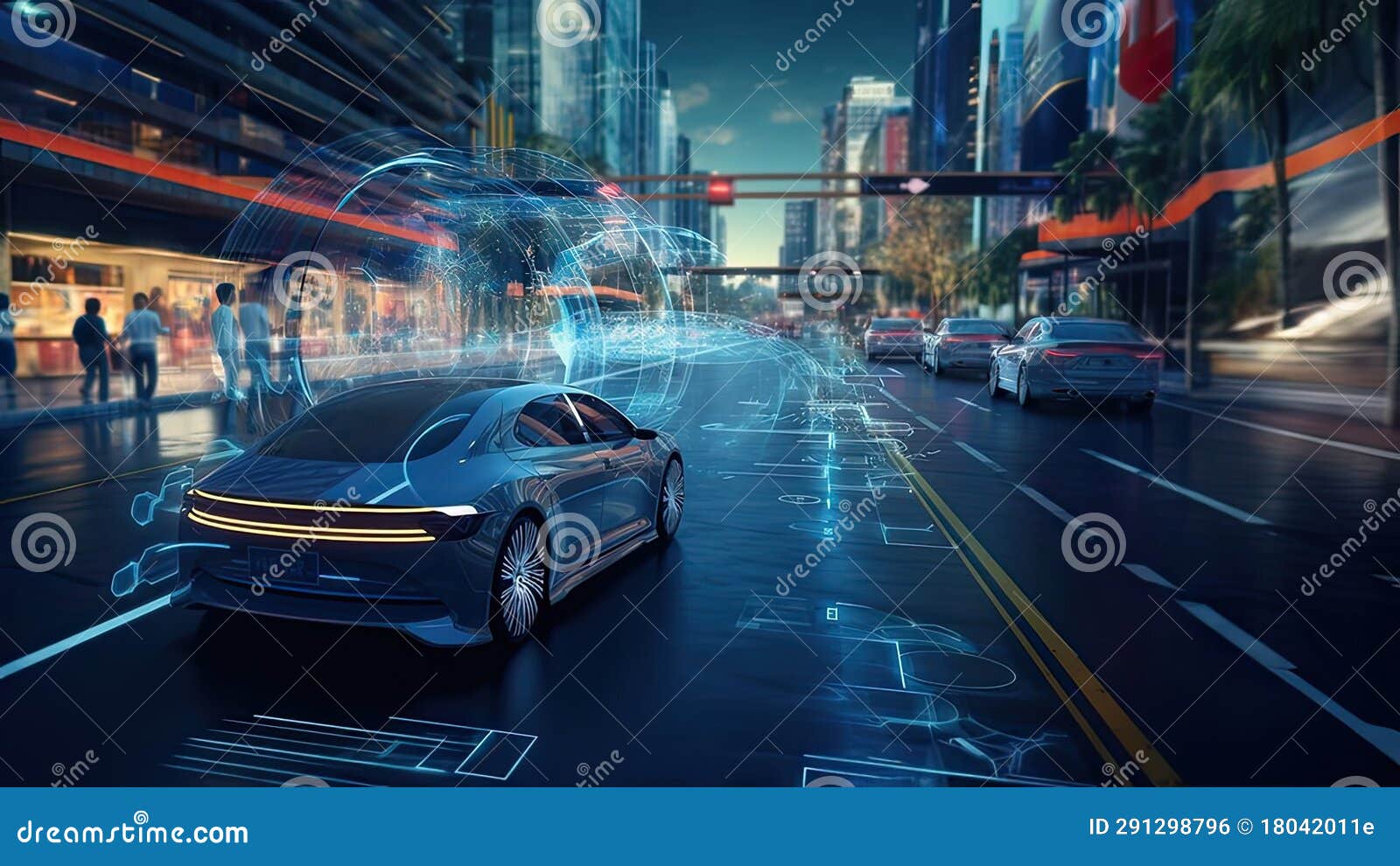 Self-driving Car in Action, Showcasing the Advanced Sensors, Cameras ... Self-driving Car in Action, Showcasing the Advanced Sensors, Cameras ...