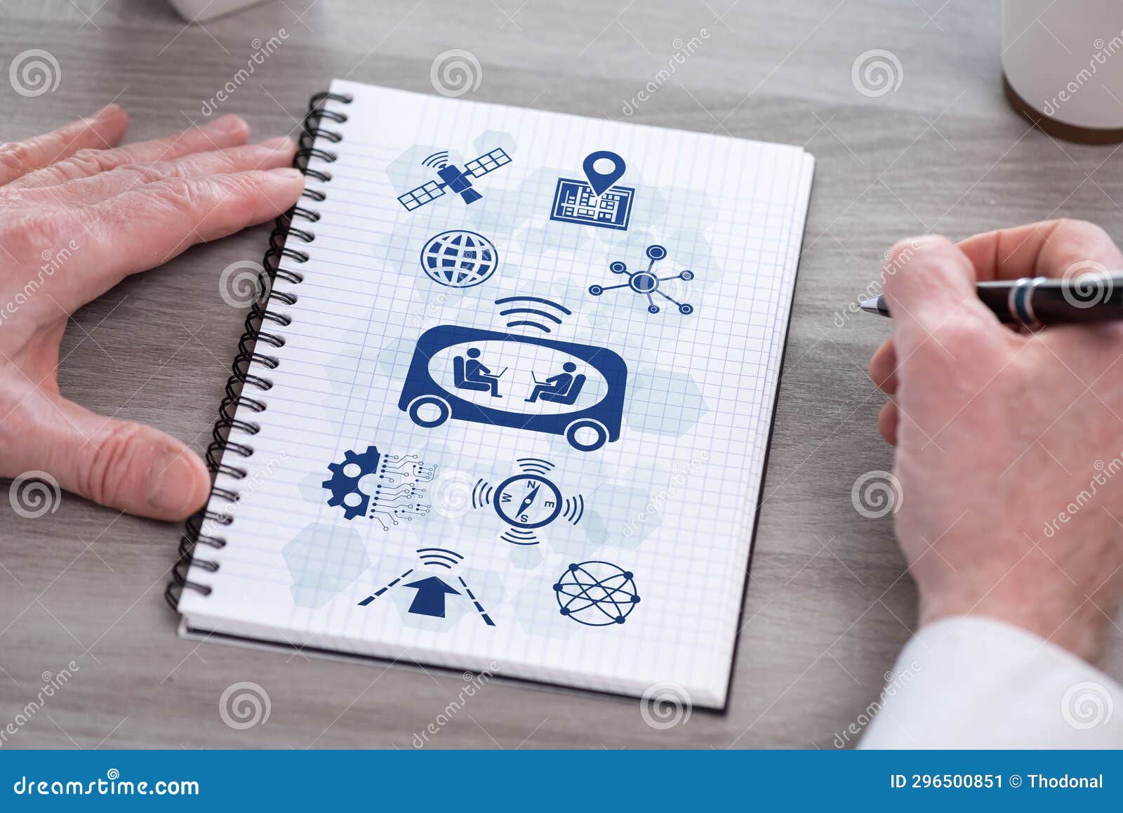 Self-driving Car Concept on a Notepad Stock Image - Image of sensor ...
