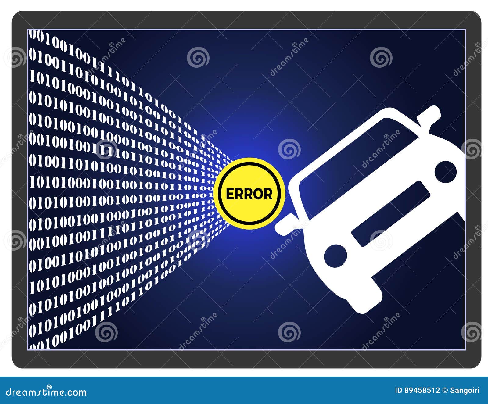 Self-Driving Car Error stock illustration. Illustration of automobile ...