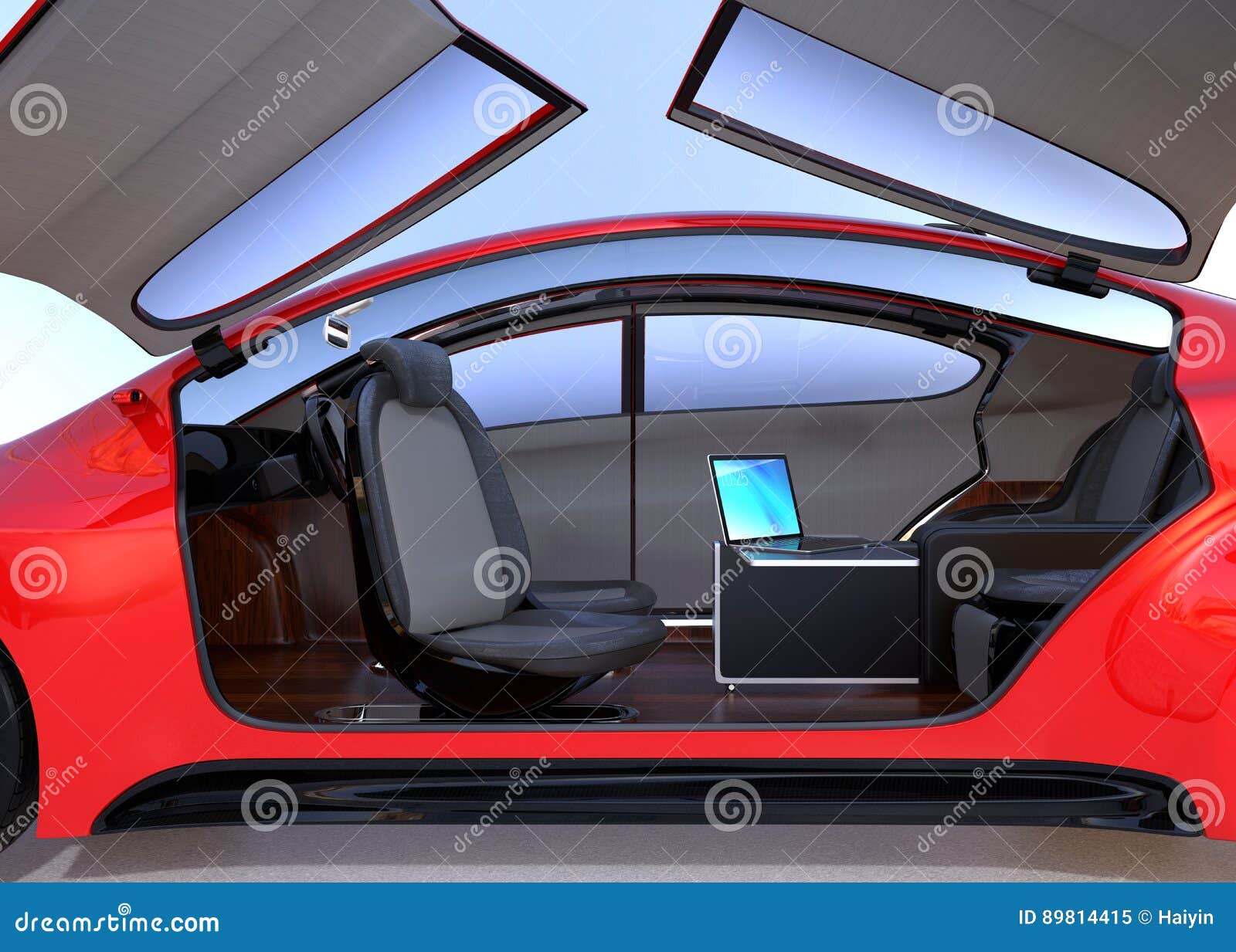 Self Driving Car Interior Concept Stock Illustration - Illustration of ...