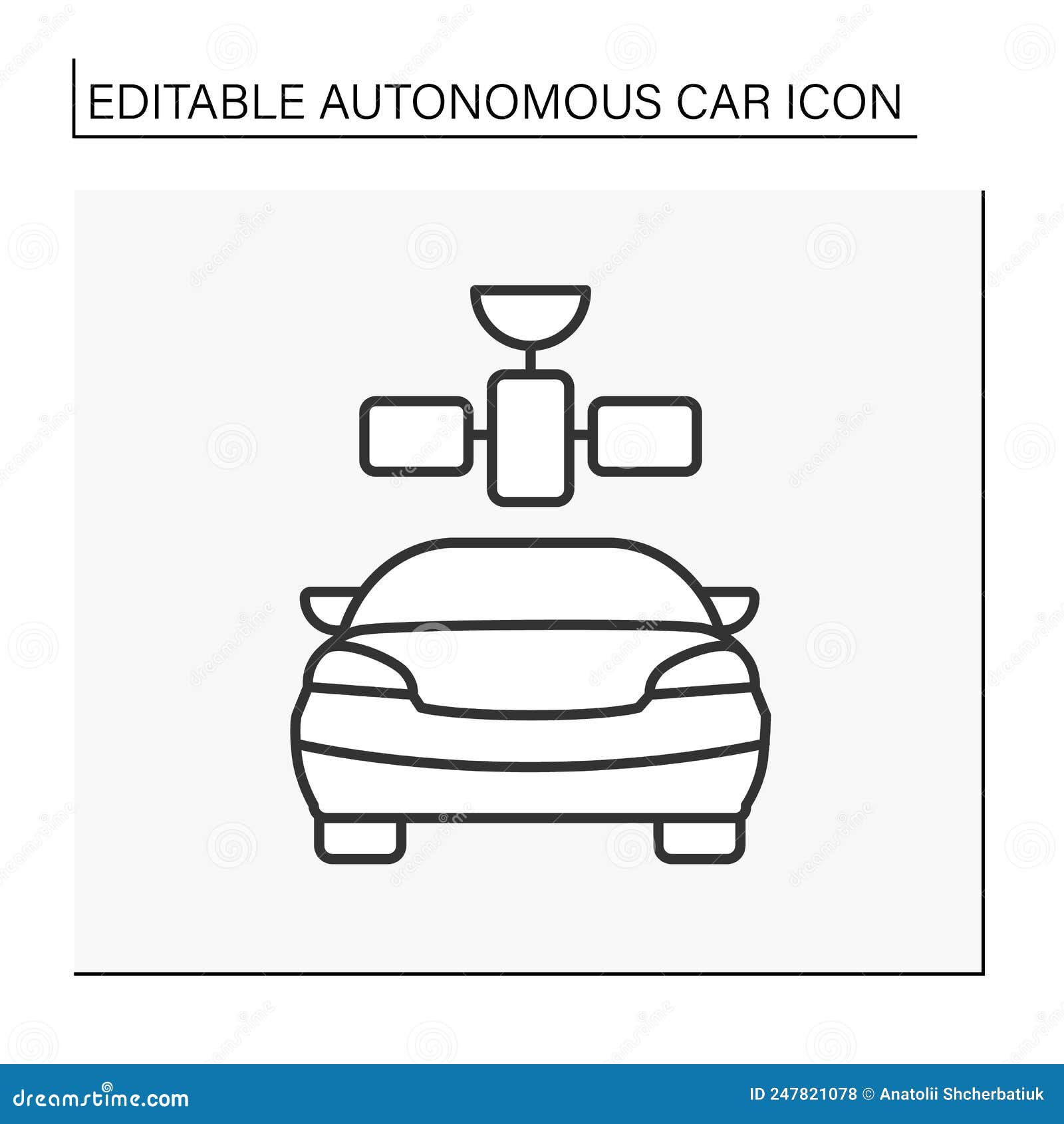 Self-driving car line icon stock vector. Illustration of technology ...