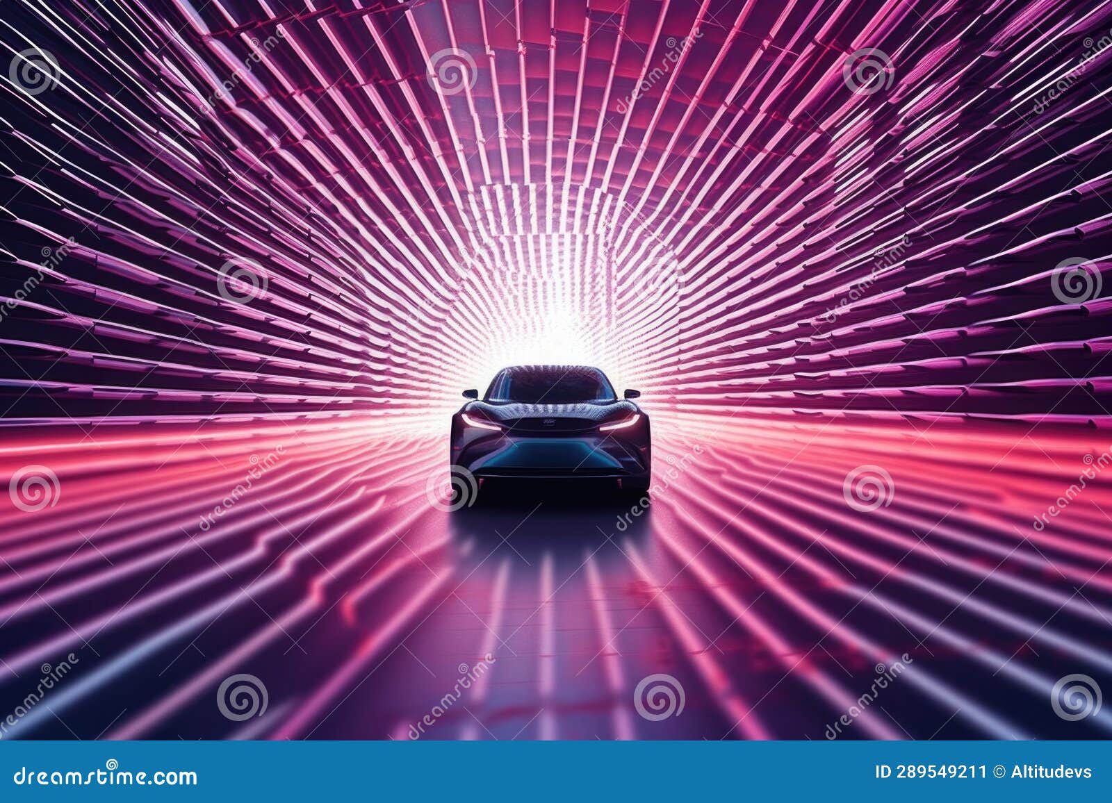 Self-driving Car Navigating through Solar-powered Tunnel Stock Image ...