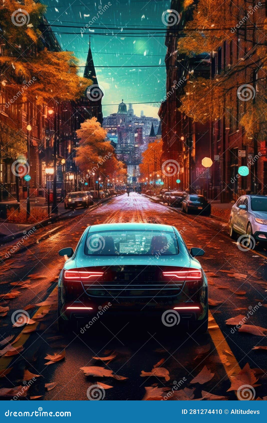 Self-driving Car Navigating through Streets Stock Illustration ...