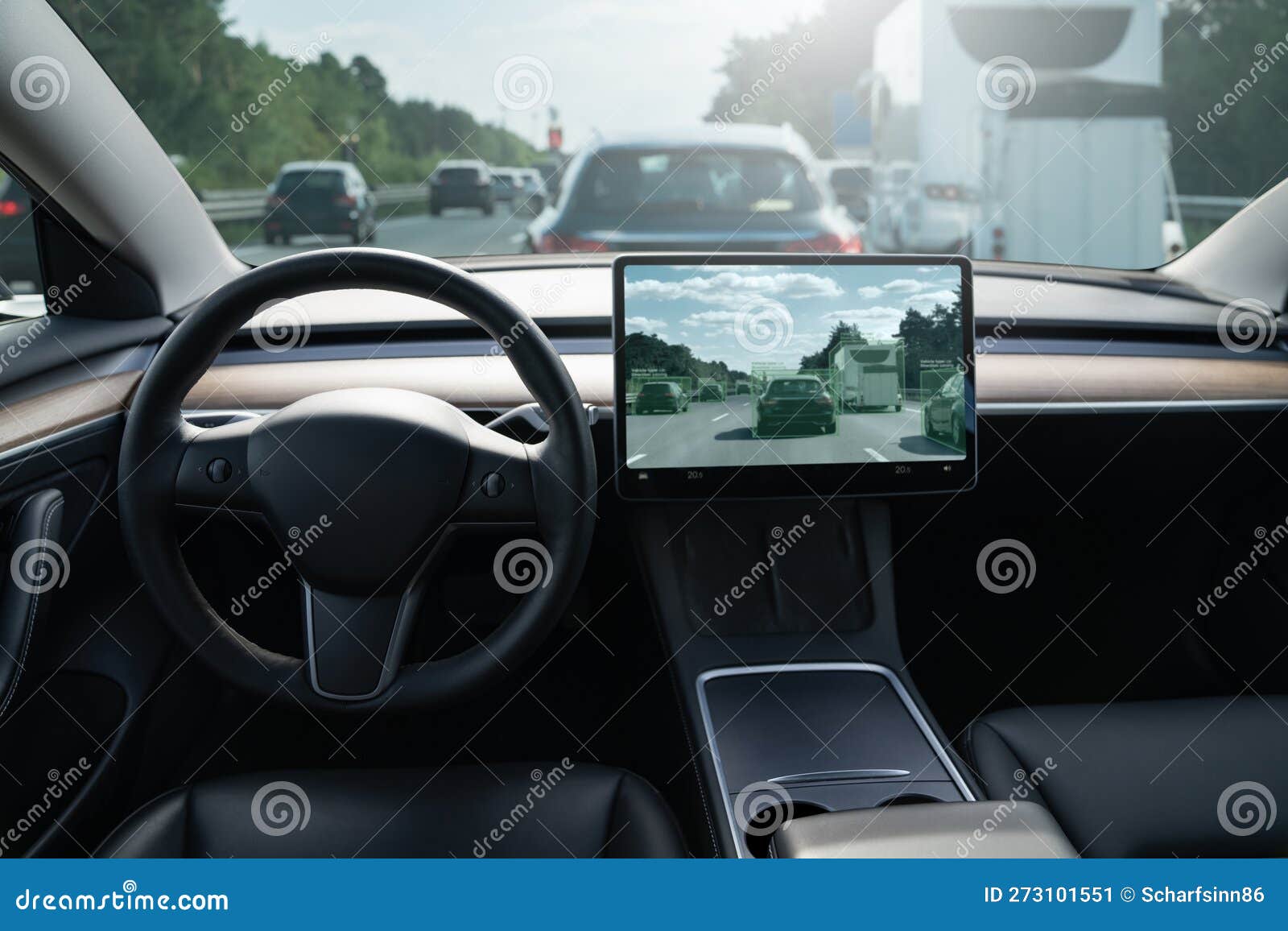 Self Driving Car on a Road. Autonomous Vehicle Stock Image - Image of ...