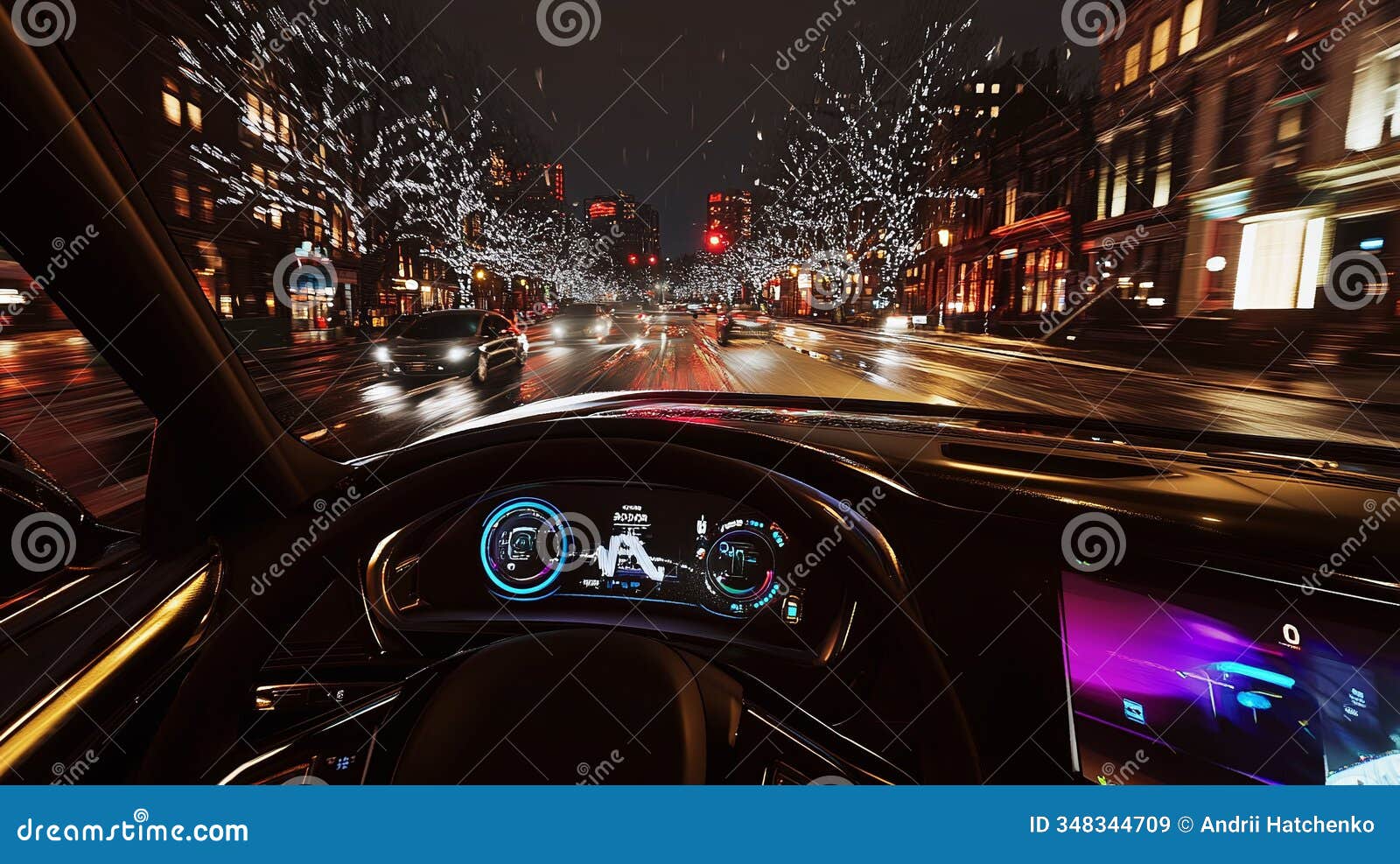 Self-driving Car S Dashboard Display Showing a Real-time Feed from Its ...