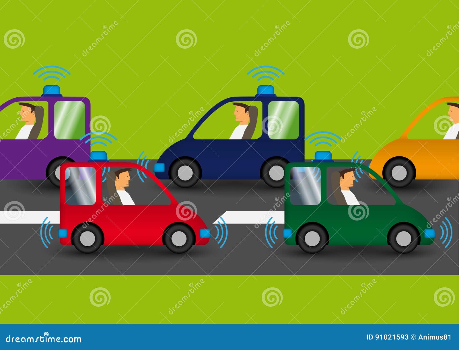 Self - driving car stock vector. Illustration of dream - 91021593