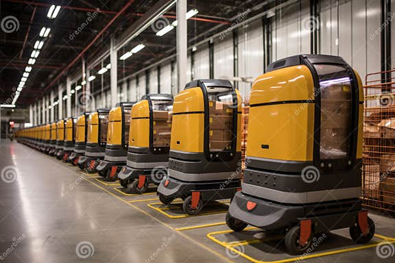 Self-driving Carts Transporting Goods in Facility Stock Photo - Image ...