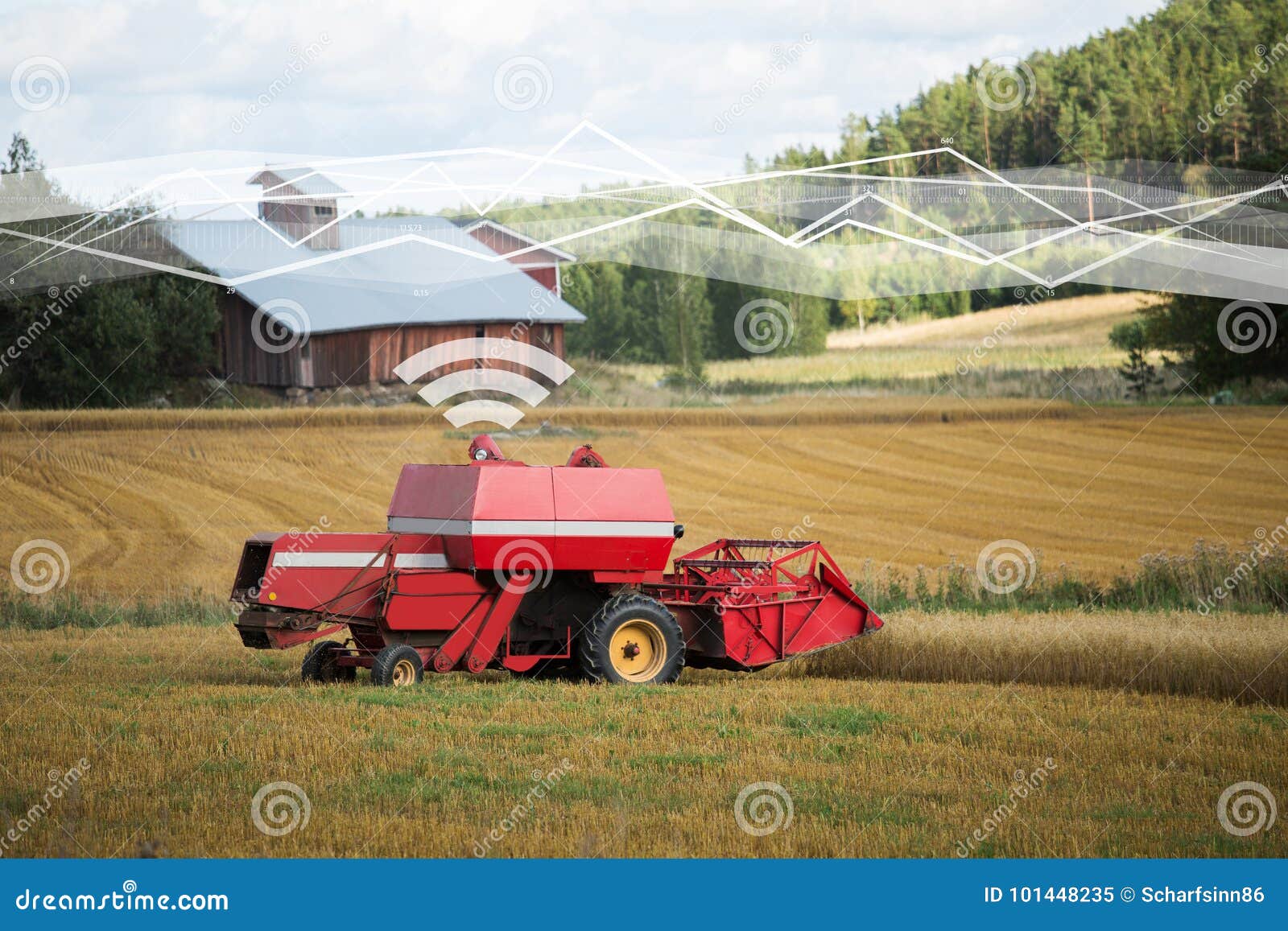 Self Driving Combine Harvester. Stock Image - Image of machine ...