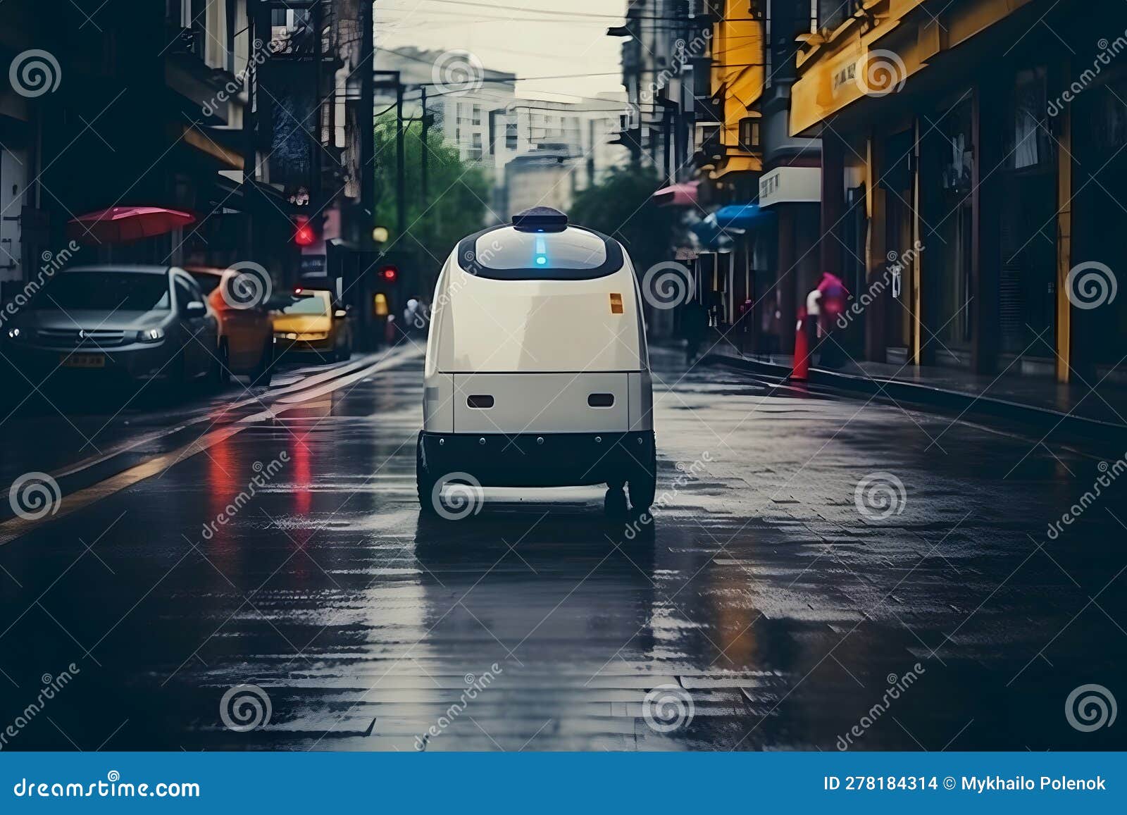 Self-driving Delivery Robot Concept. Neural Network AI Generated Stock ...