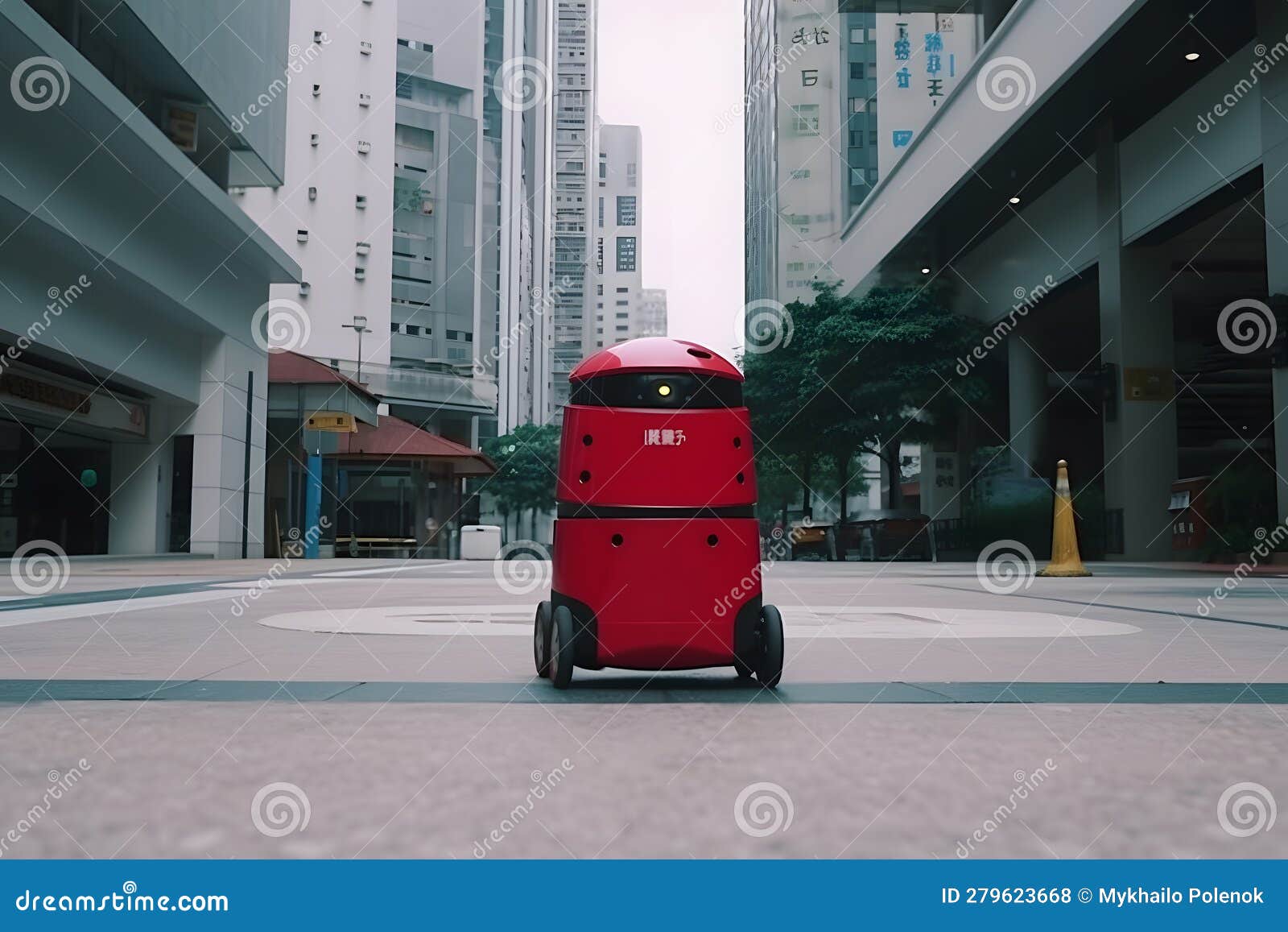 Self-driving Delivery Robot Concept. Neural Network AI Generated Stock ...