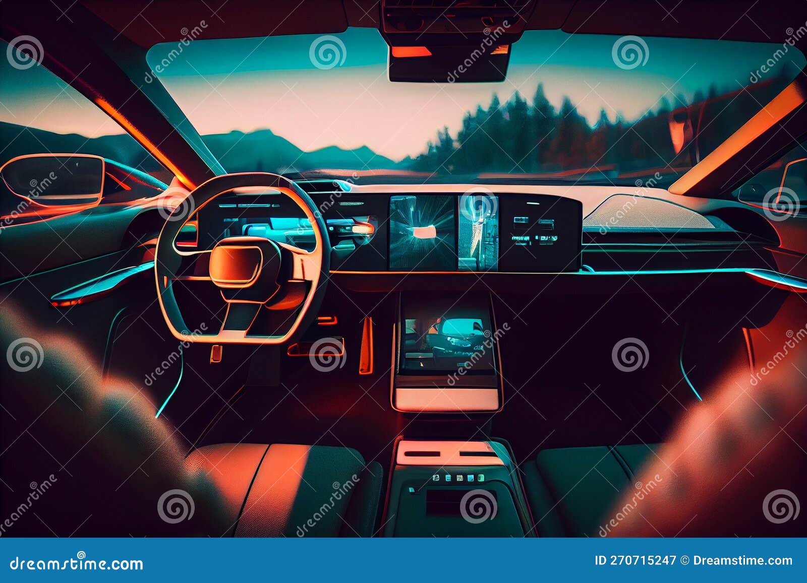 Self Driving Electric Car Interior.generative Ai Stock Illustration ...