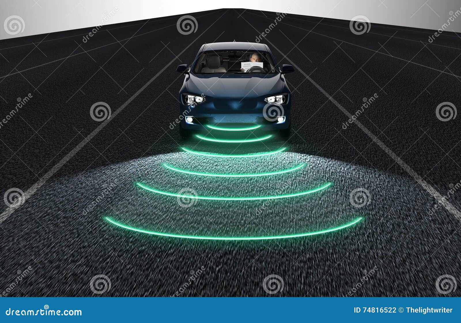 Self Driving Electronic Computer Car on Road Stock Illustration ...