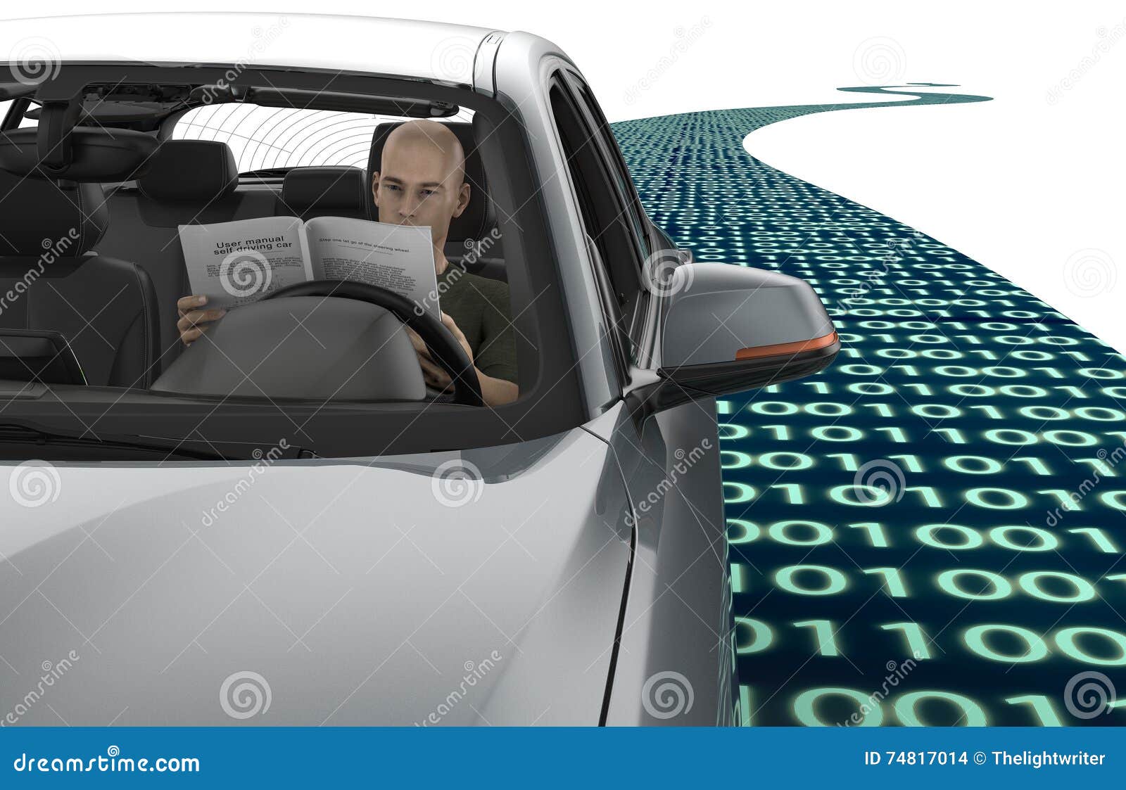 Self Driving Electronic Computer Car on Road Stock Illustration ...