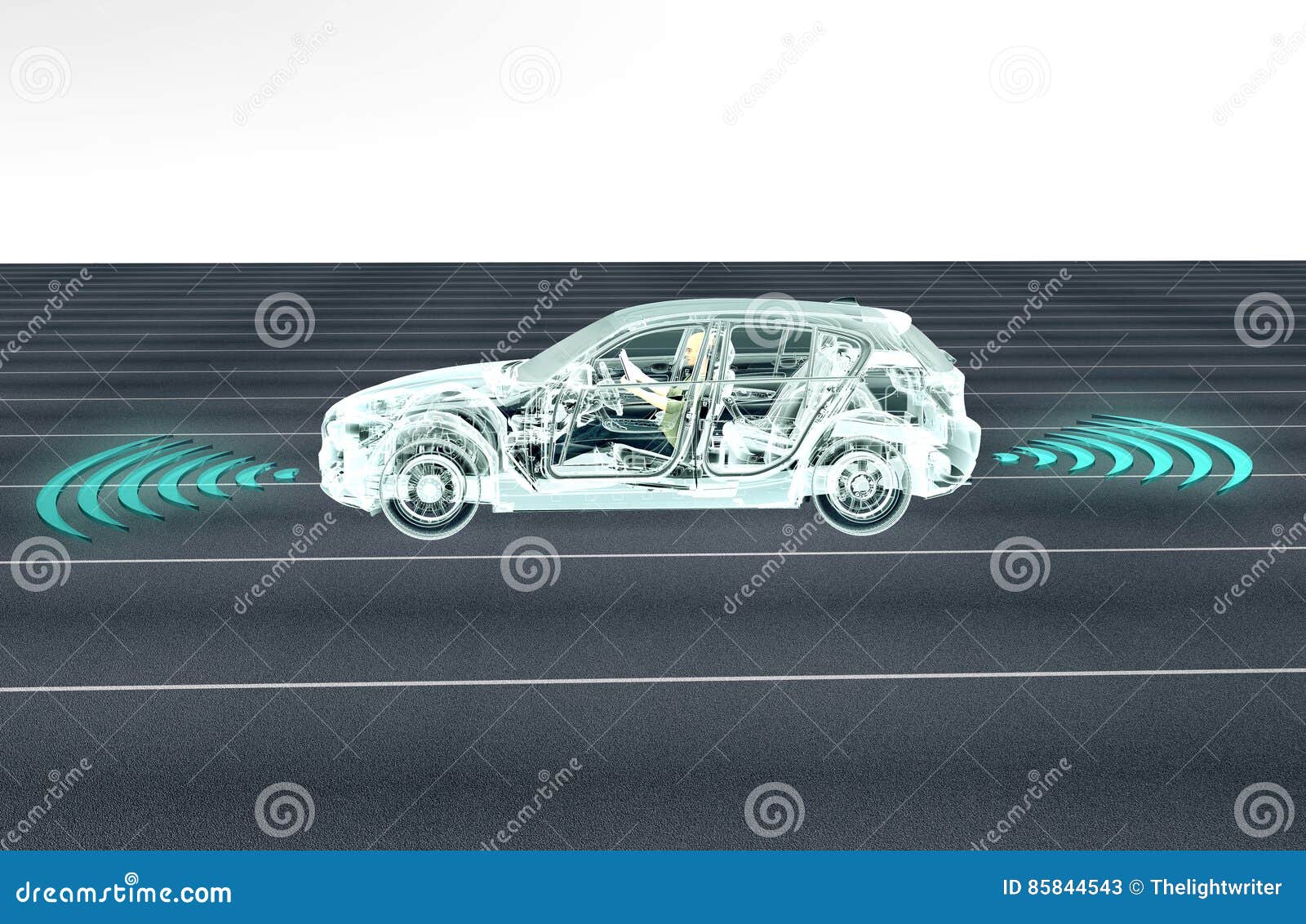Self Driving Electronic Computer Cars on Road Stock Illustration ...