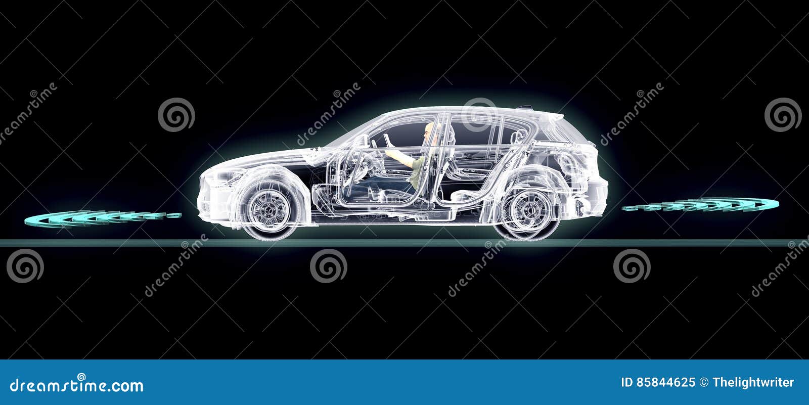 Self Driving Electronic Computer Cars on Road Stock Illustration ...