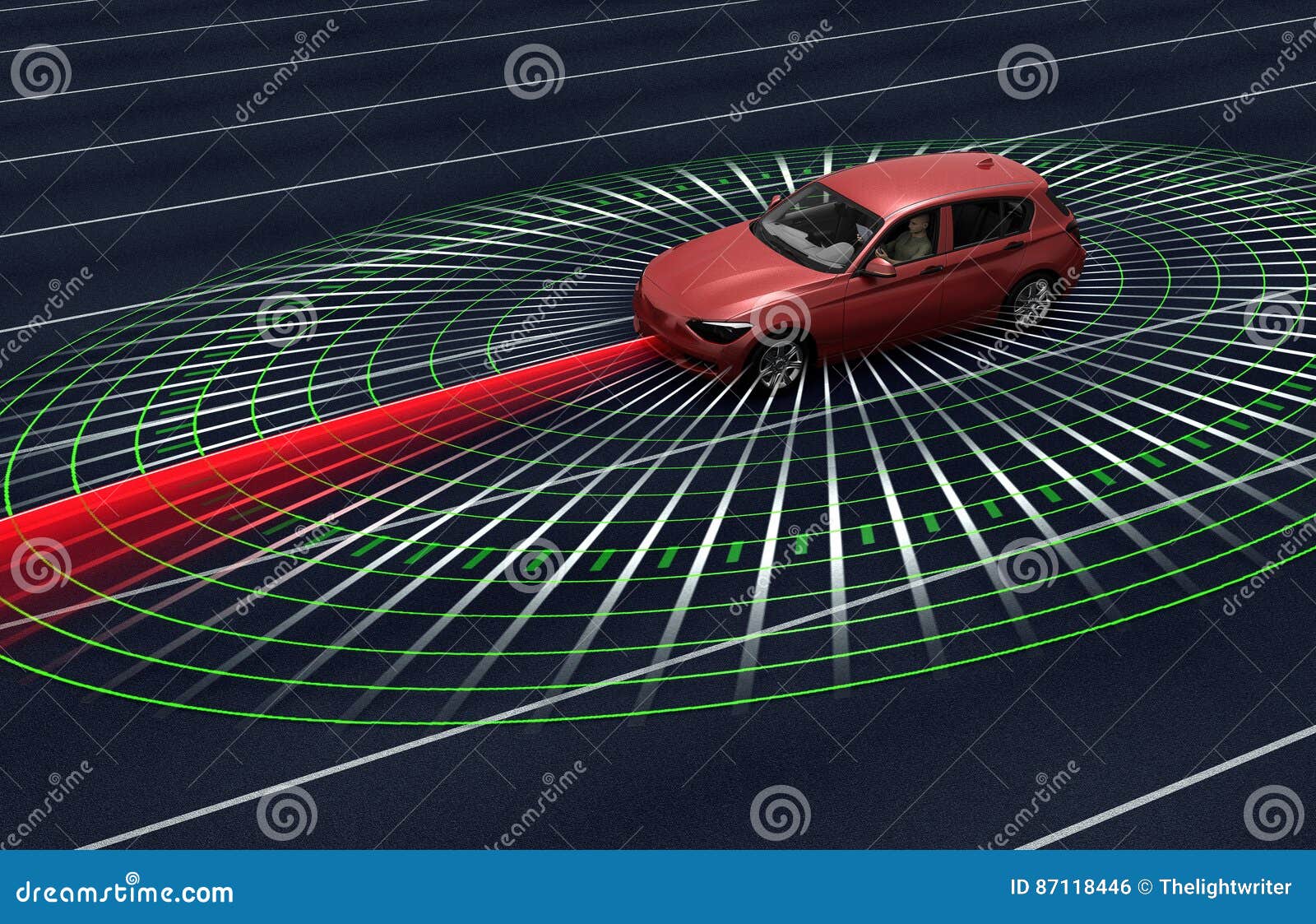 Self Driving Electronic Computer Cars on Road Stock Illustration ...