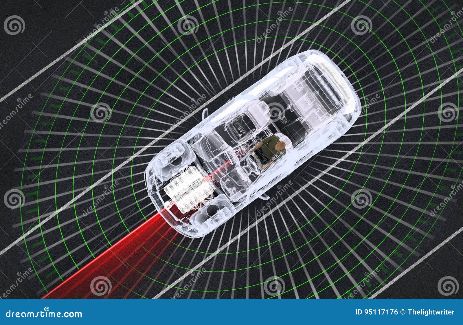 Self Driving Electronic Computer Cars on Road Stock Illustration ...