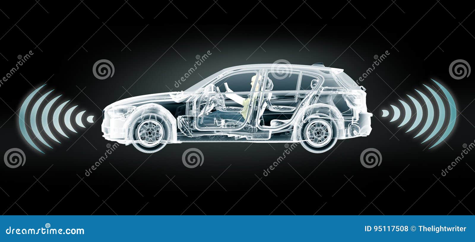 Self Driving Electronic Computer Cars on Road Stock Illustration ...