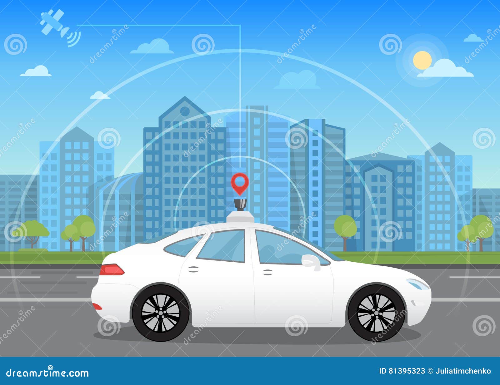 Self-driving Intelligent Driverless Car Goes through the City Using ...