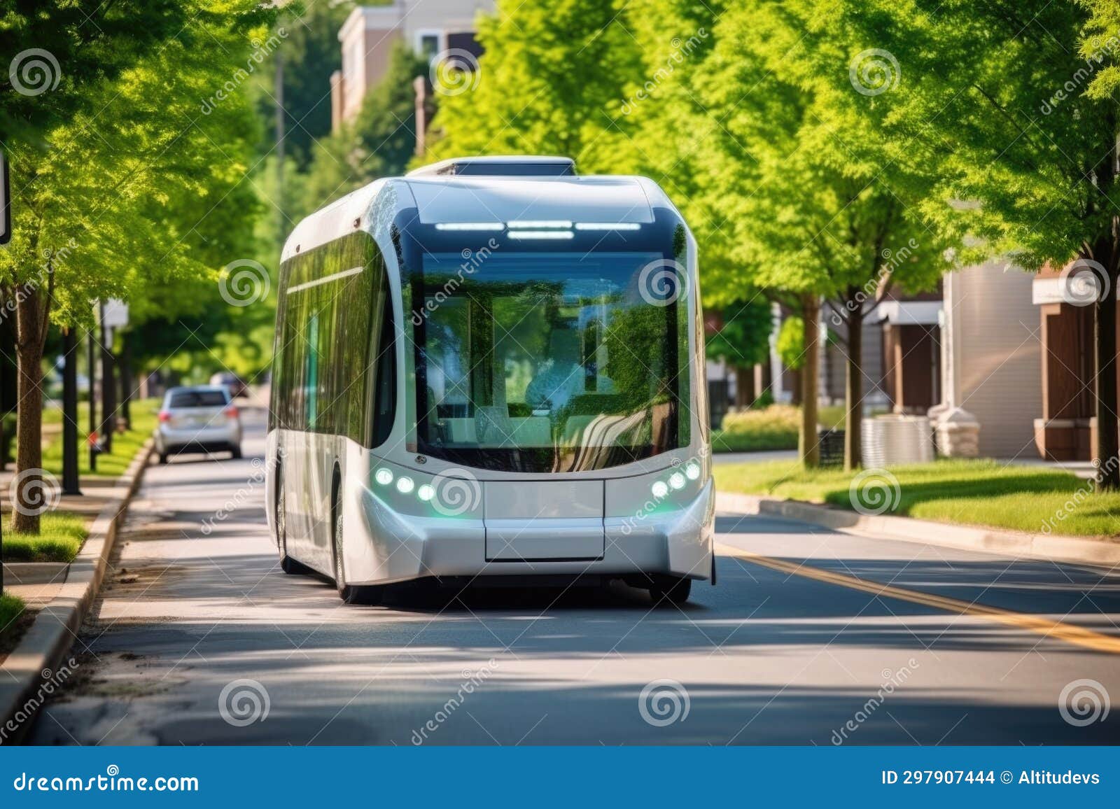 A Self-driving Shuttle Bus Pulling into a Bus Stop Stock Photo - Image ...