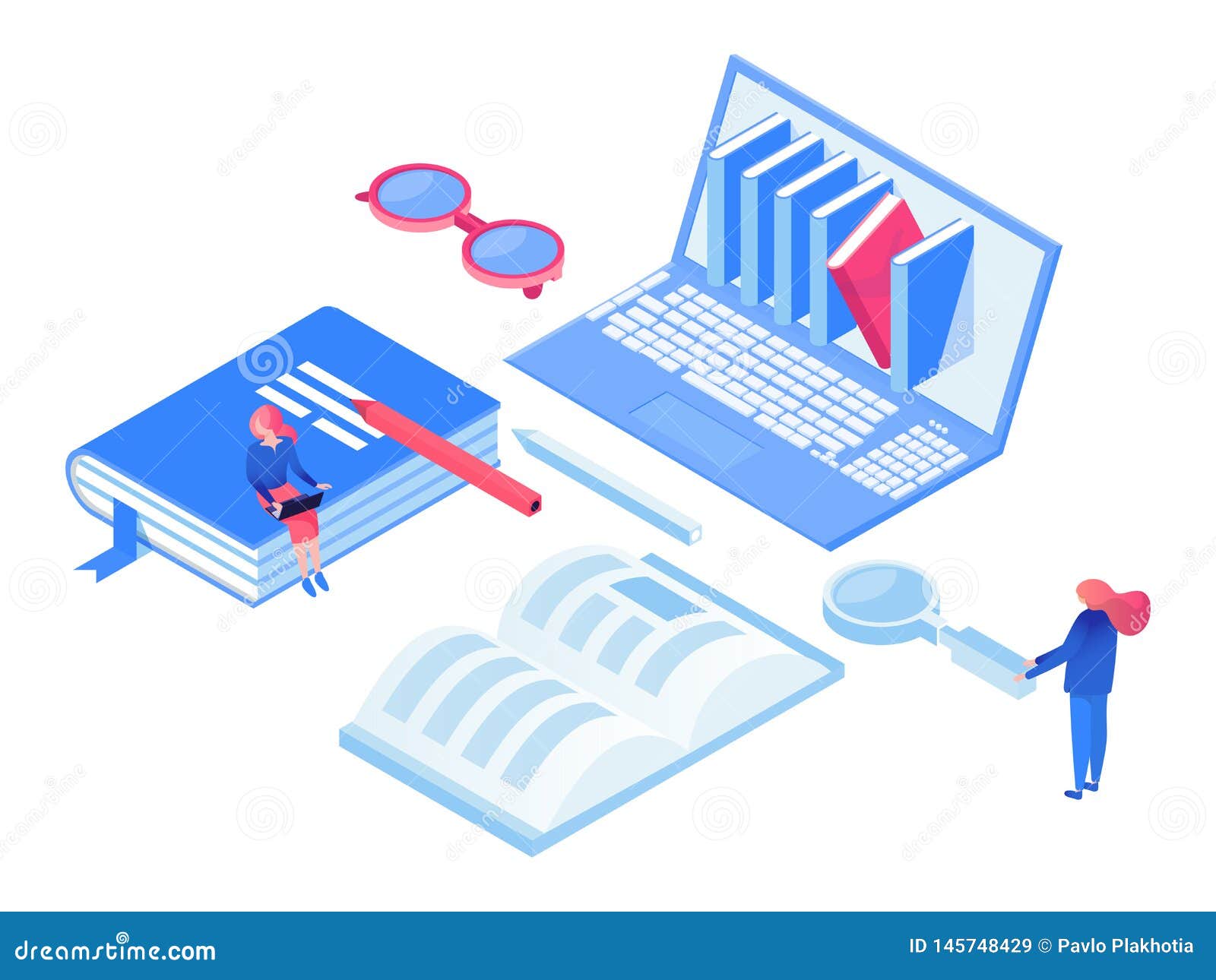 Self Education Isometric Vector Concept Stock Vector - Illustration of ...