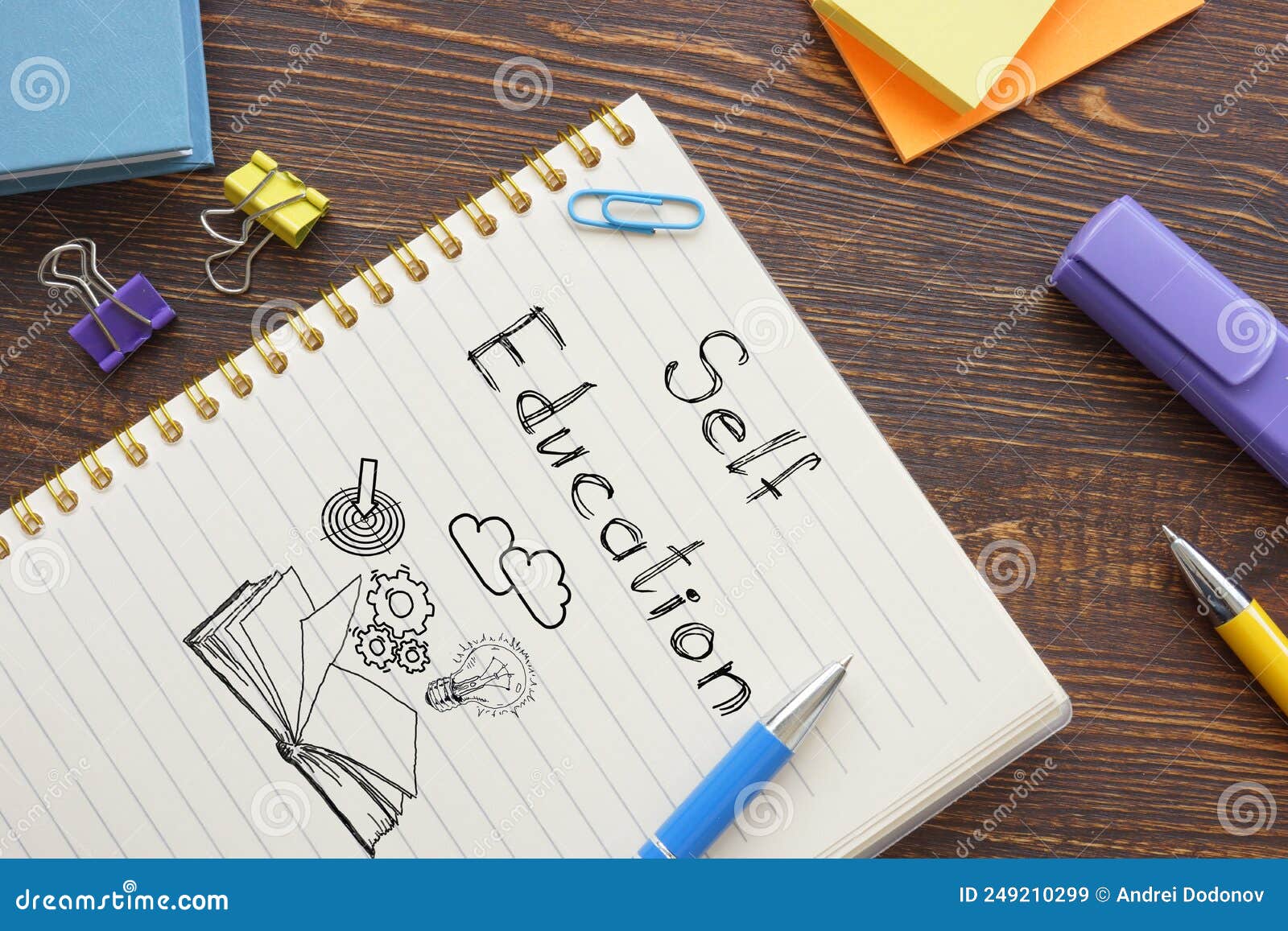 Self Education is Shown Using the Text Stock Image - Image of learning ...