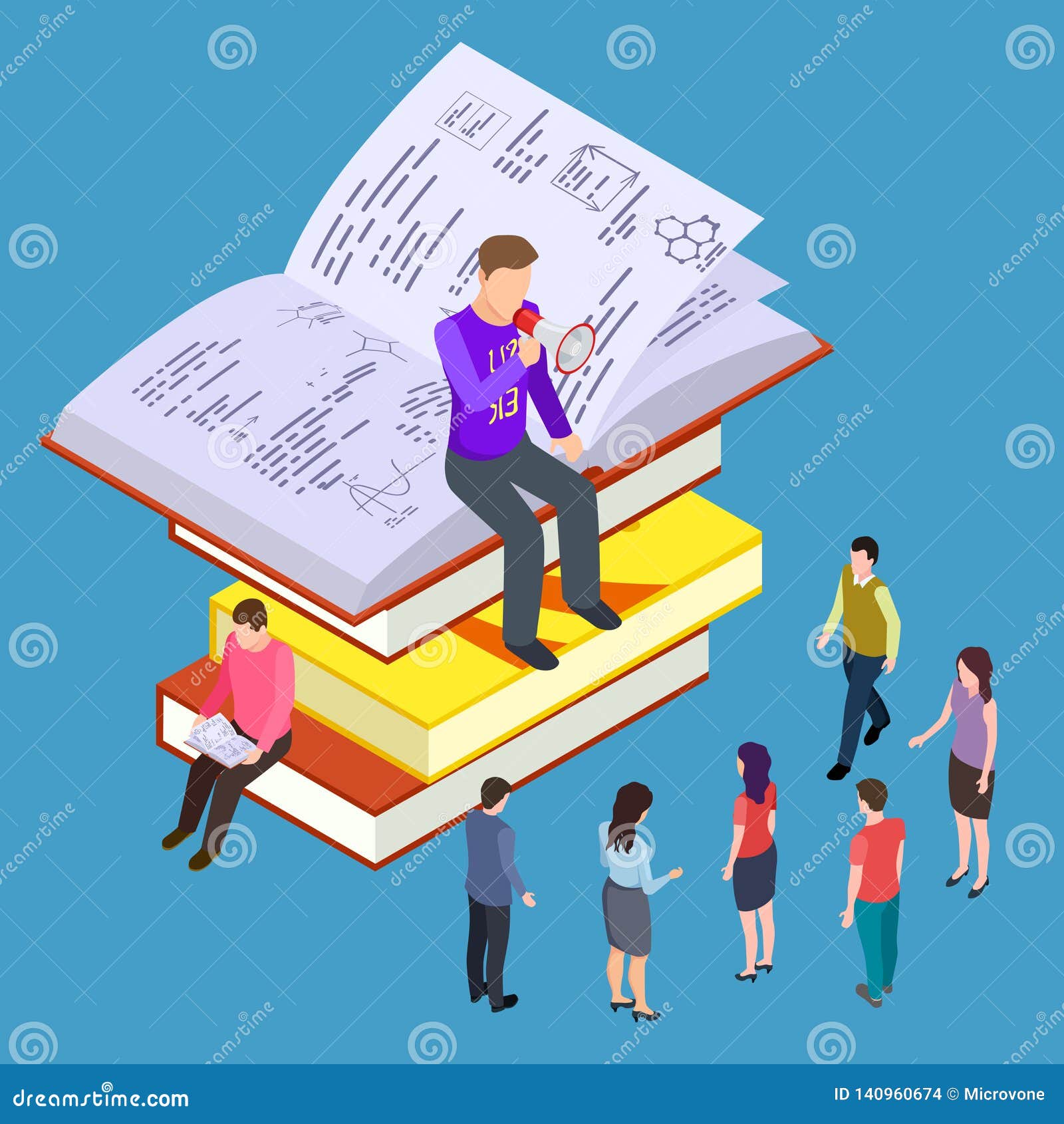 Self Education, Training and Teaching Vector Isometric Concept Stock ...