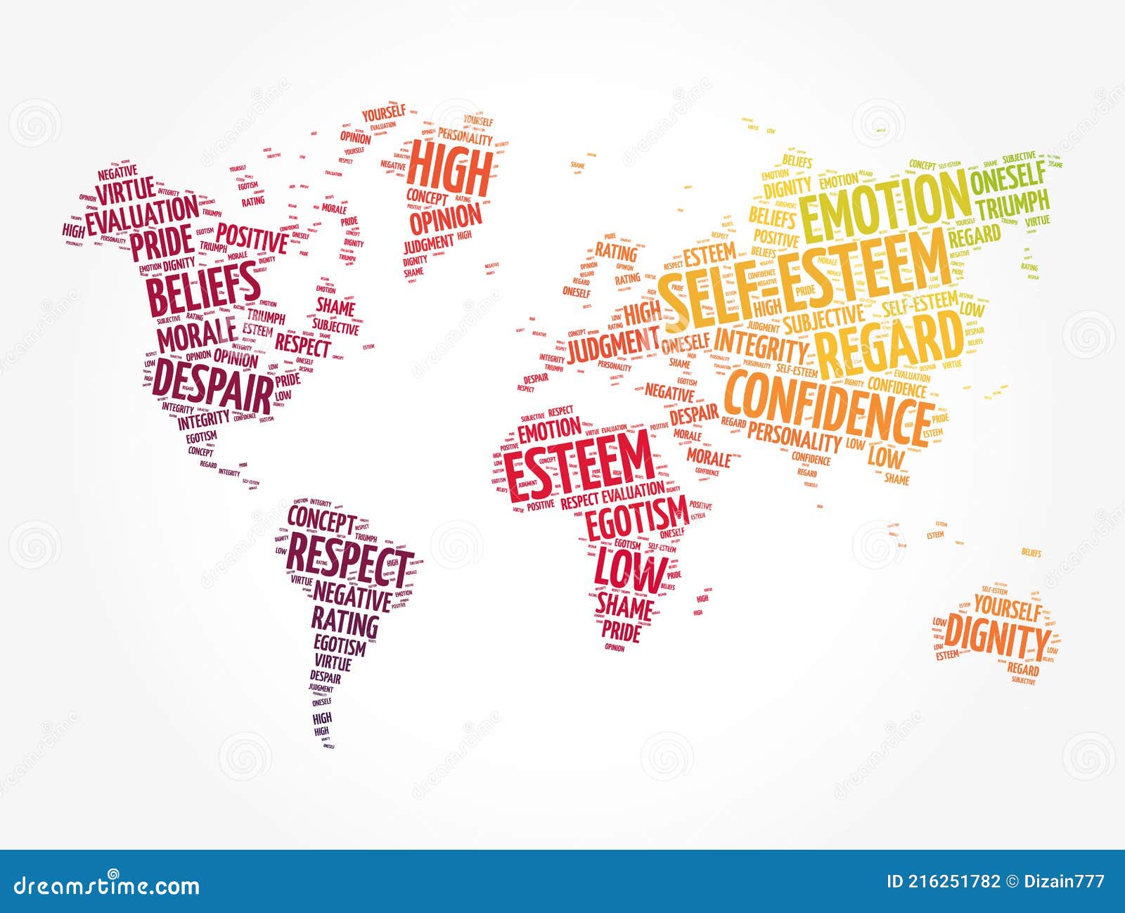 Self-esteem Word Cloud in Shape of World Map, Concept Background Stock ... Self-esteem Word Cloud in Shape of World Map, Concept Background Stock ...