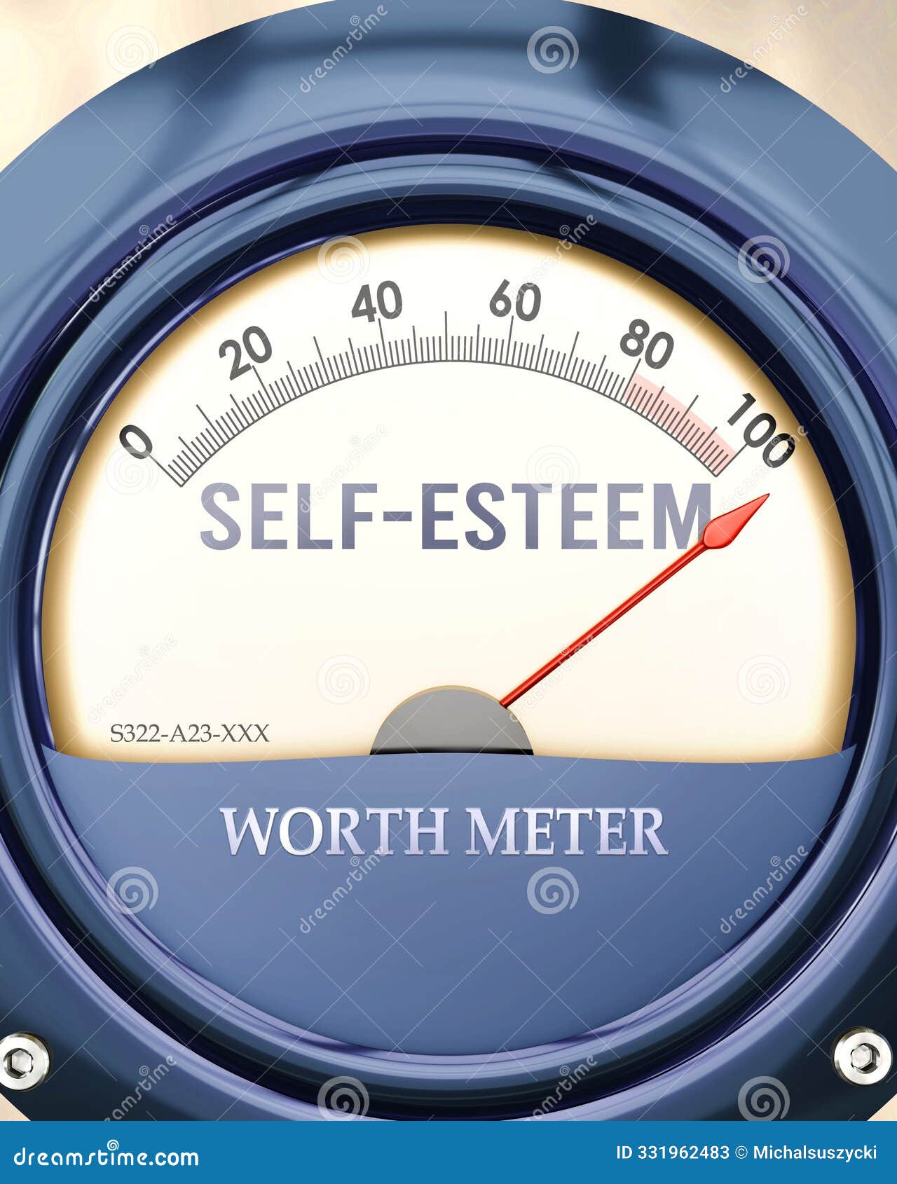 Self-Esteem and Worth Meter that is Hitting a Full Scale, Showing a ...