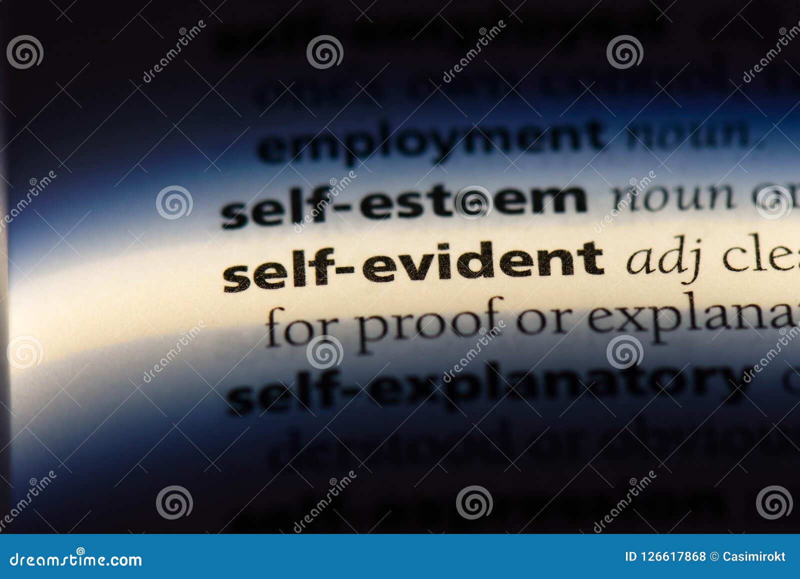 Self evident stock photo. Image of word, page, macro - 126617868