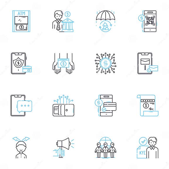 Self-executing Contracts Linear Icons Set. Blockchain, Decentralization ...