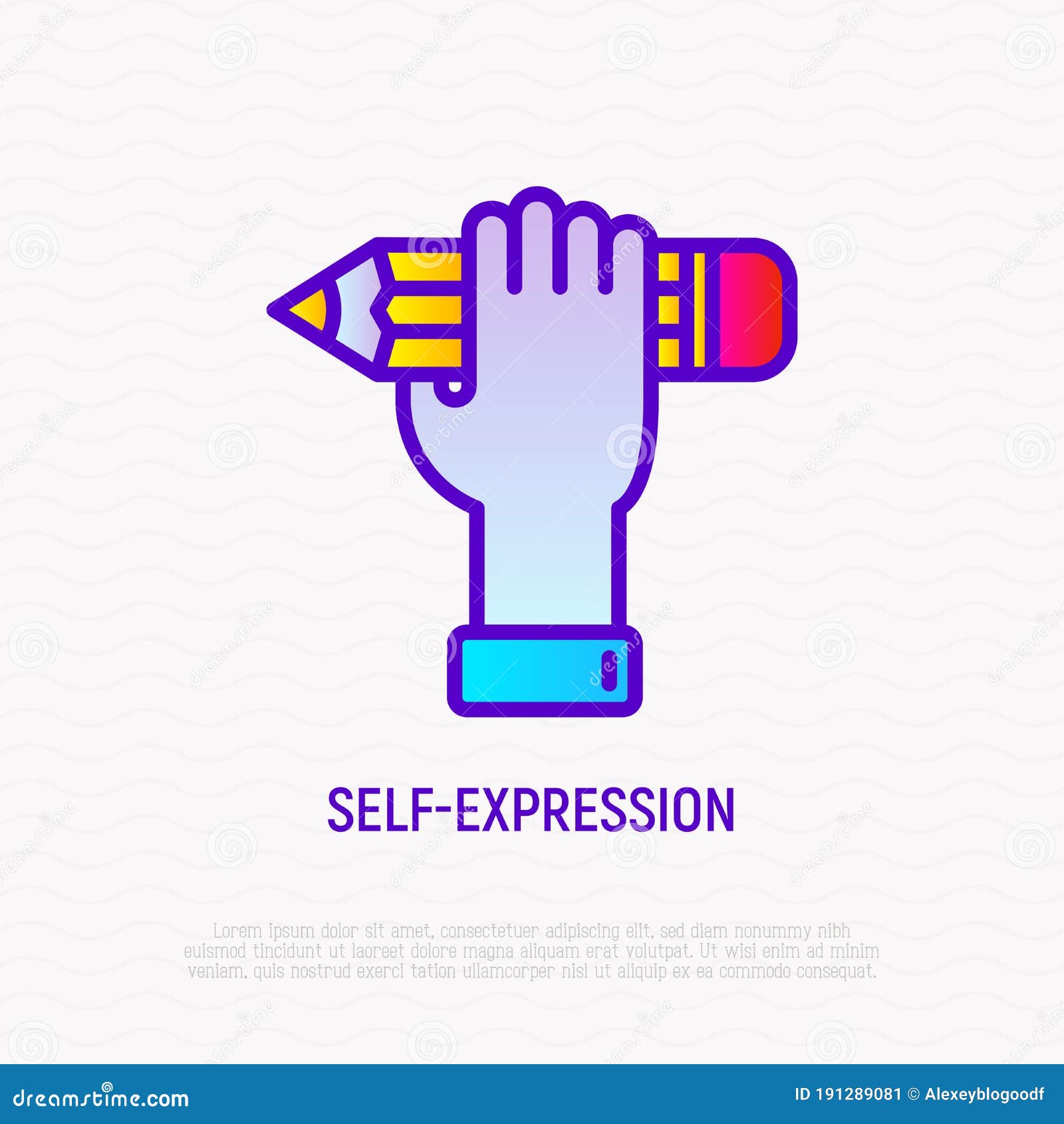 Self-expression Thin Line Icon: Hand Holding Pencil. Modern Vector ...