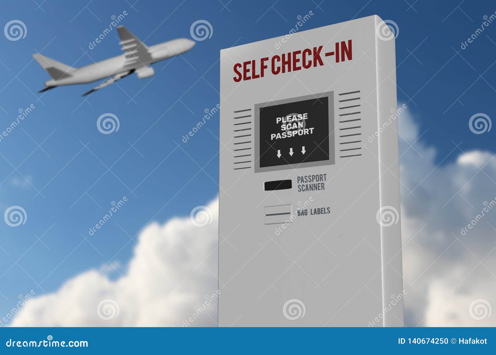 Self Flight Check in Kiosk stock illustration. Illustration of police ...