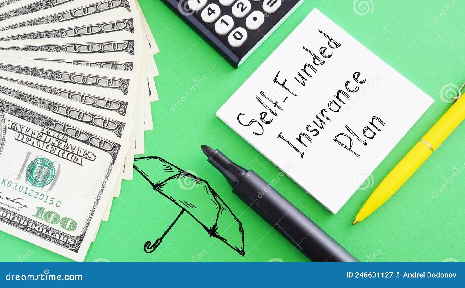 Self-Funded Insurance Plan is Shown Using the Text and Photo of Dollars ...