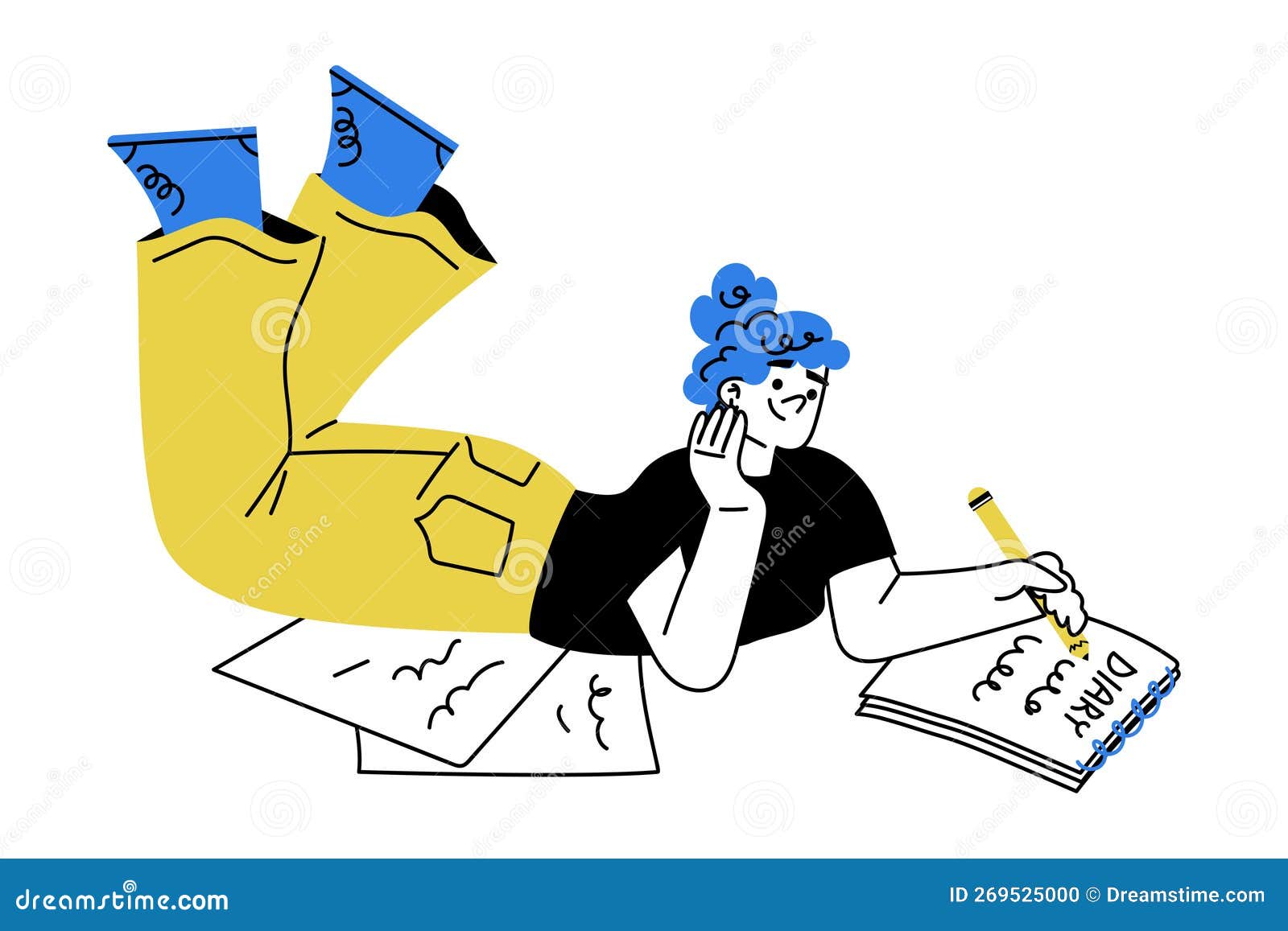 Self Growth with Woman Character Writing daily Diary Engaged in ...