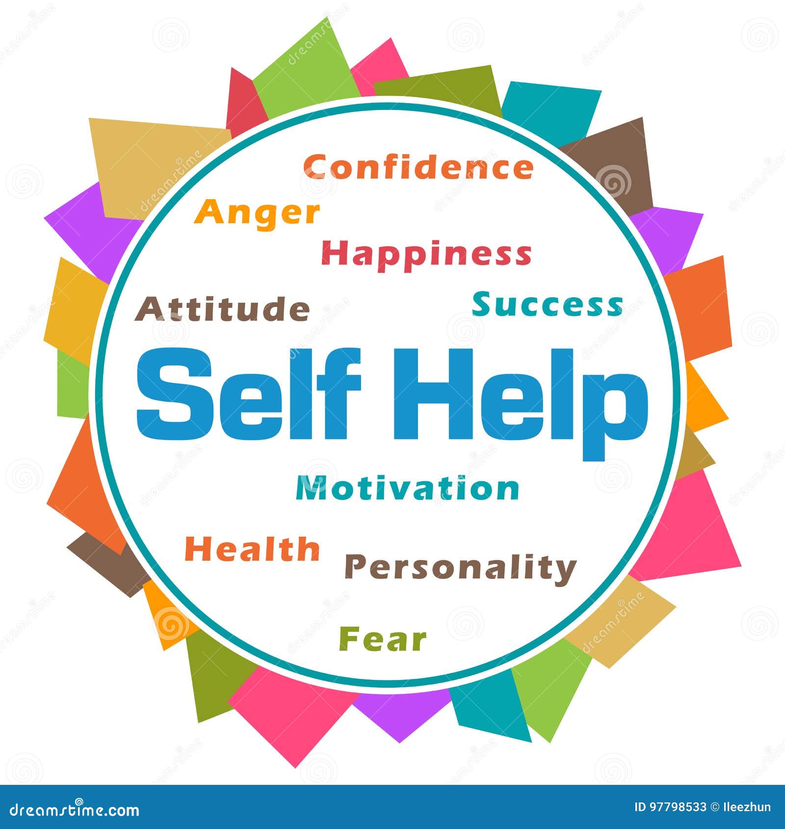 Self Help Word Cloud Colorful Abstract Circular Stock Illustration ...