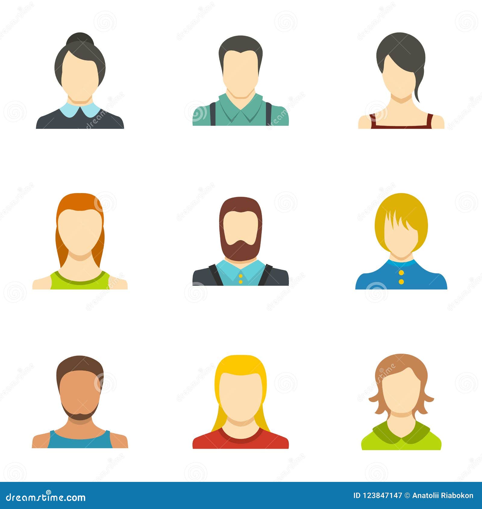 Self Identification Icons Set, Flat Style Stock Illustration ...