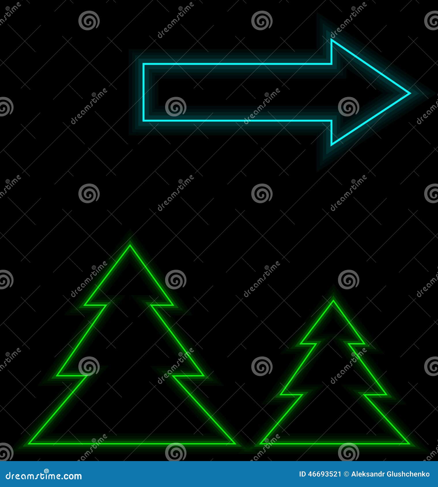Self-illuminated Christmas Trees with Arrow Stock Vector - Illustration ...