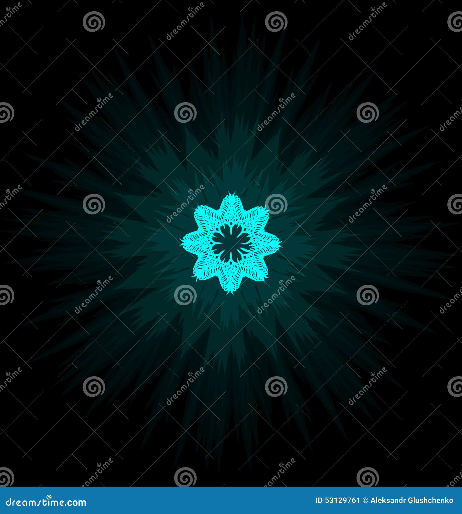 Self-illuminated Cyan Snowflake Isolated on Black Stock Vector ...