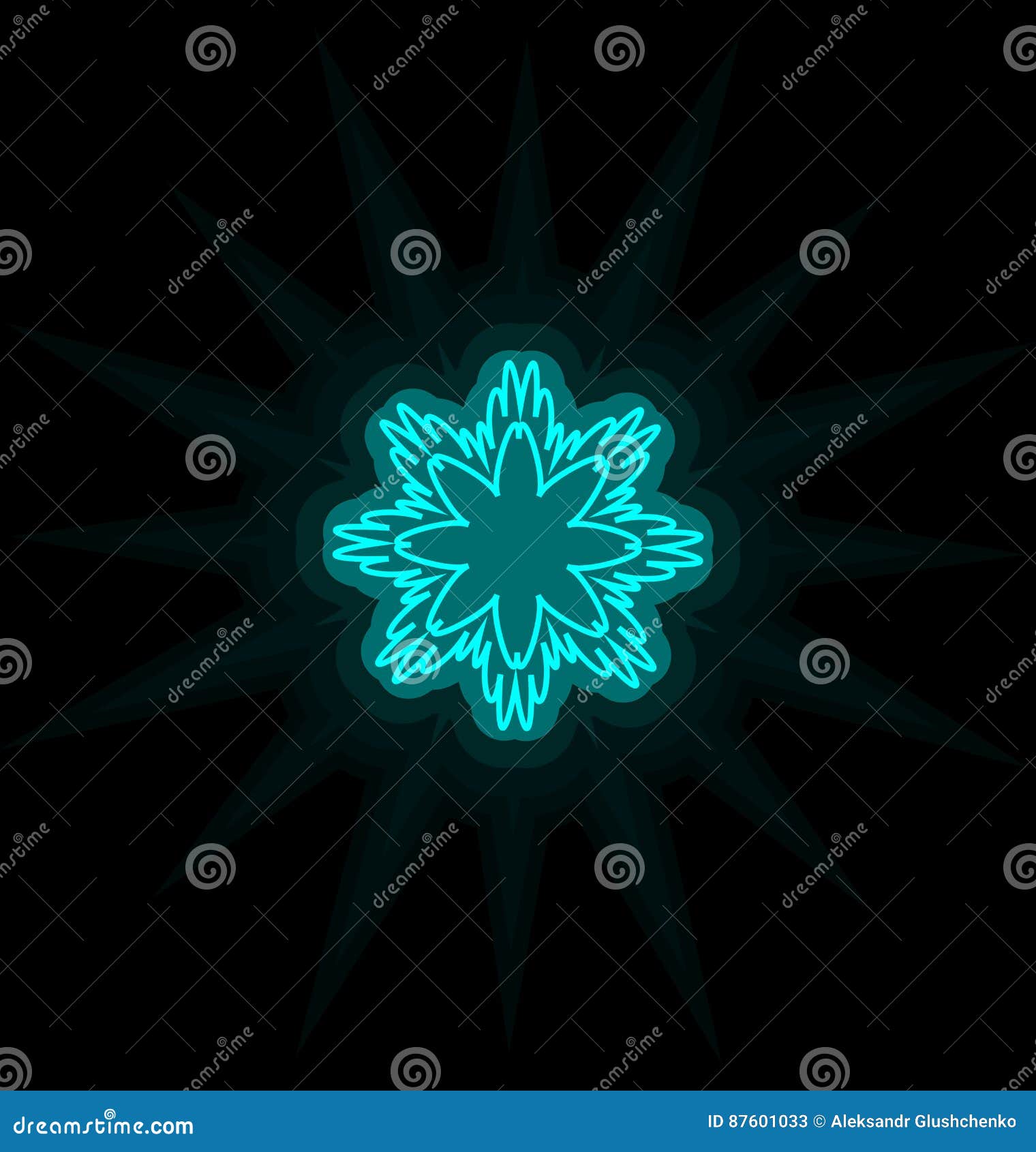 Self-illuminated Cyan Snowflake Isolated on Black Stock Vector ...