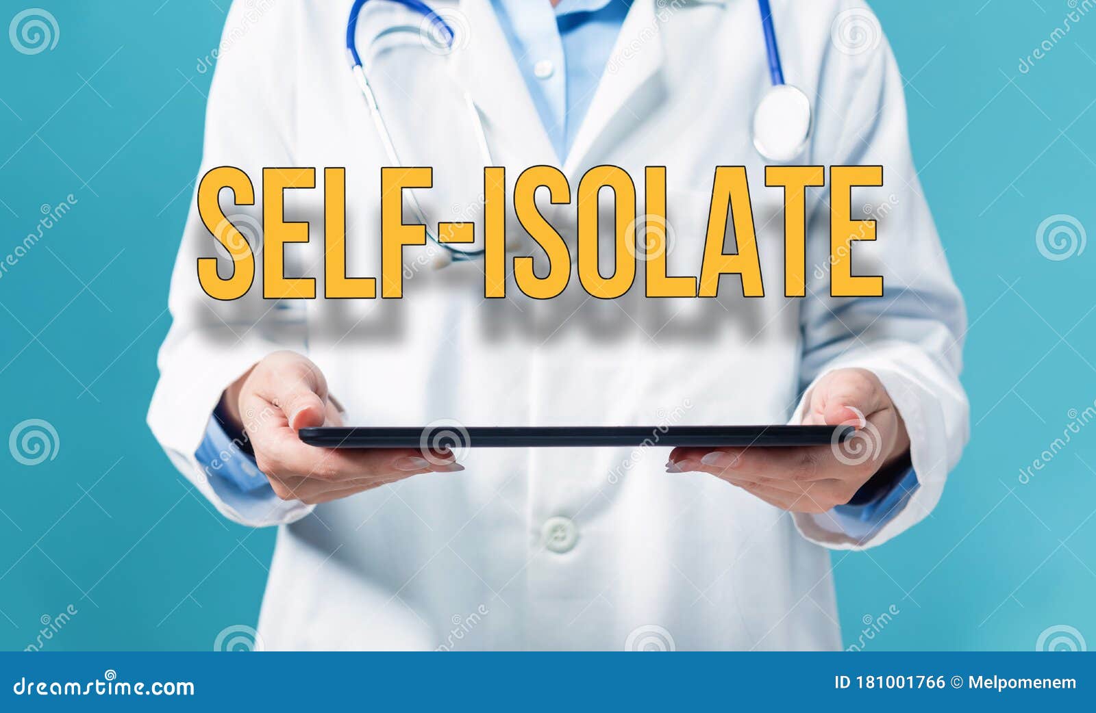 Self-isolate Theme with a Doctor Using a Tablet Pc Stock Photo - Image ...