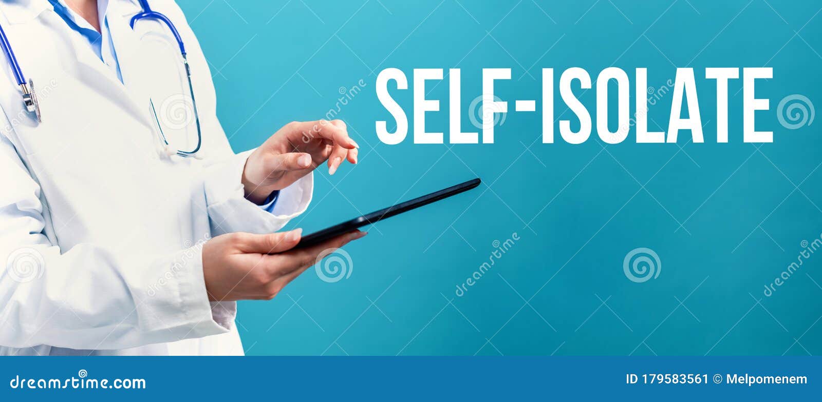 Self-isolate Theme with a Doctor Using a Tablet Stock Image - Image of ...