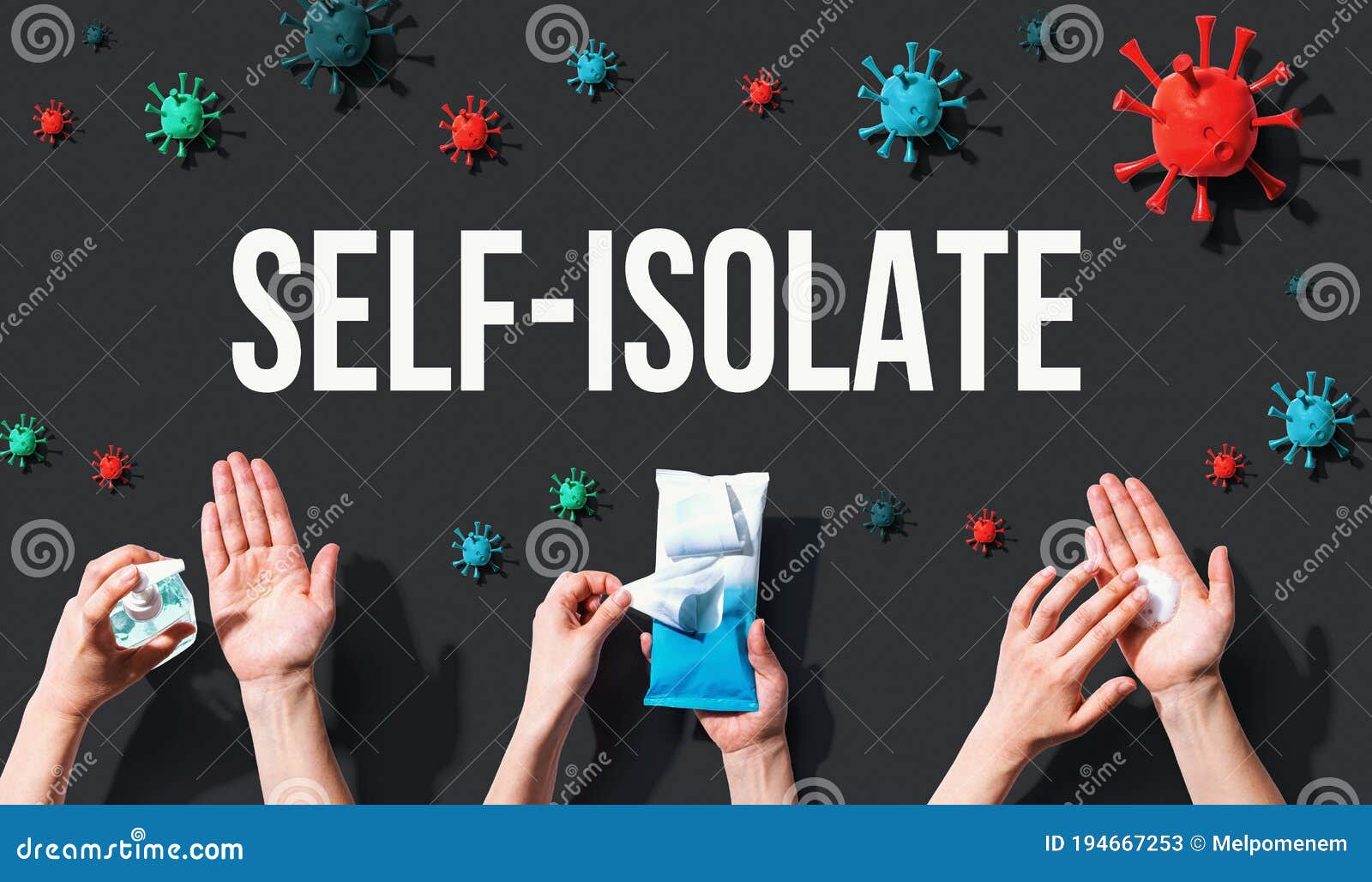 Self-isolate Theme with Viral and Hygiene Objects Stock Image - Image ...