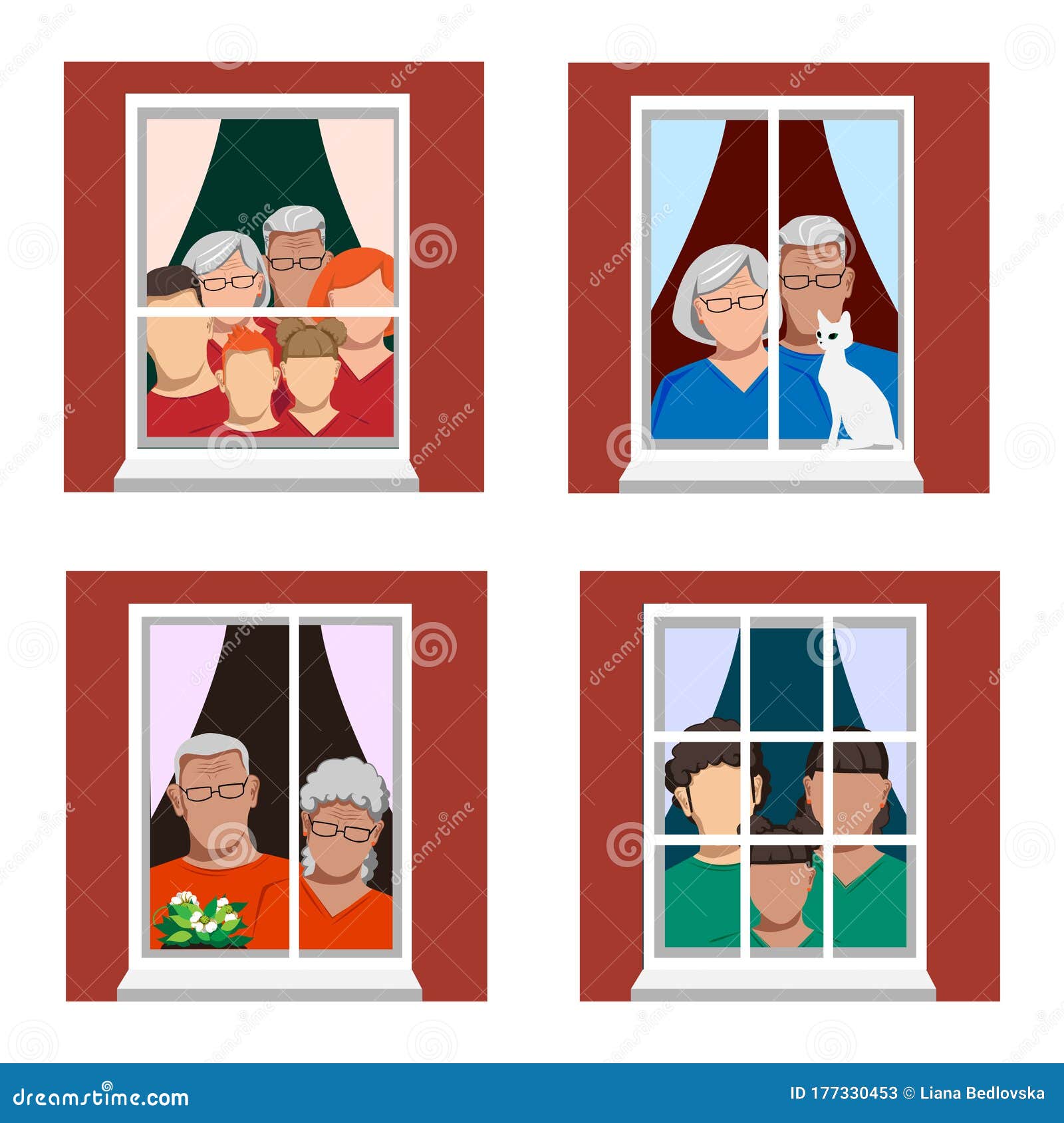 Families are at Home Isolation and are Looking Out the Window Stock ...