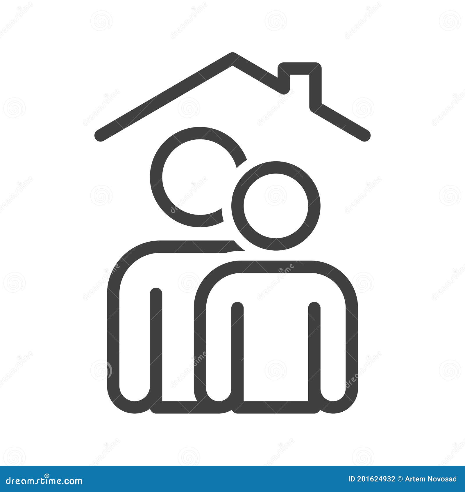 Self-isolation Family Icon. a Simple Image of People of Different ...
