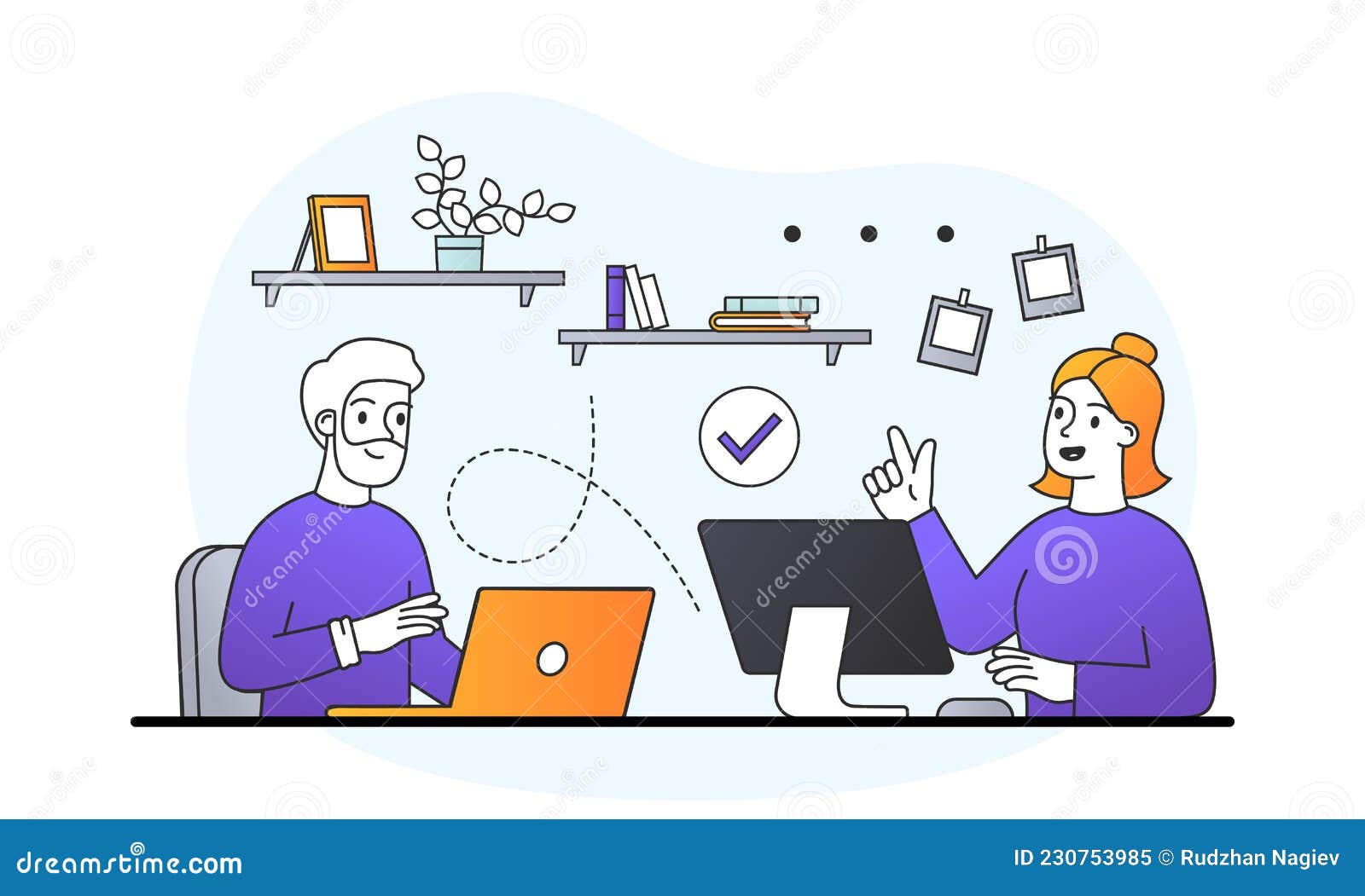 Self Isolation and Home Office Concept Stock Vector - Illustration of ...